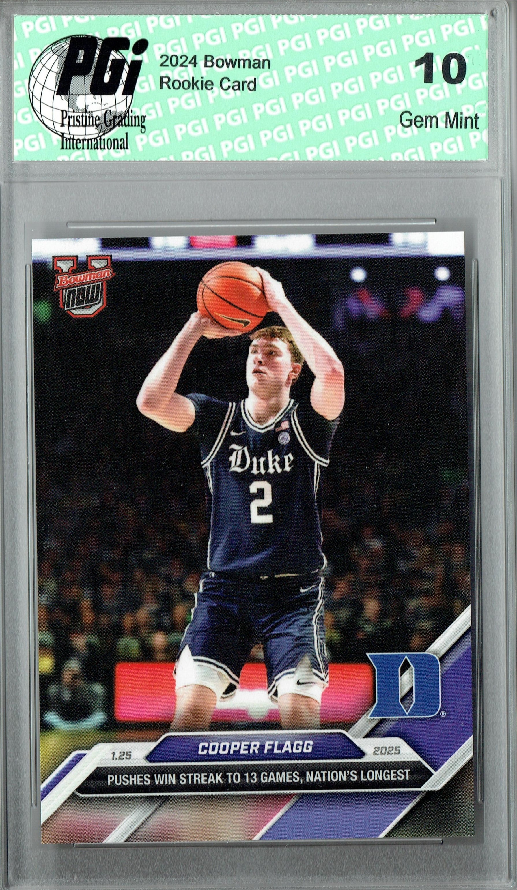 Cooper Flagg 2024 Bowman University Now #51 Win Streak Rookie Card PGI ...