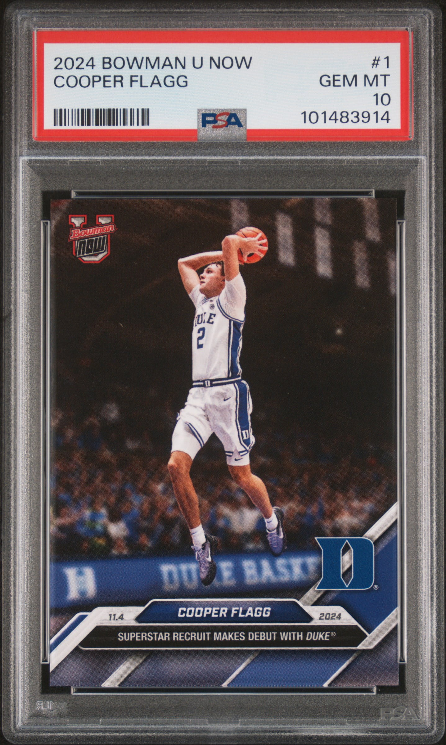 Cooper Flagg Duke Blue Devils 2004 Bowman U Now Debut Card #1 PSA 10 ...