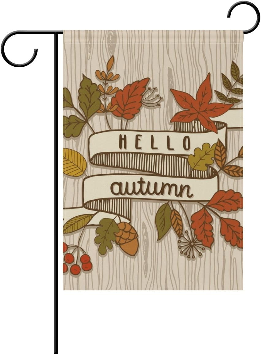 Cooper Girl Hello Autumn Leave Garden Flag Yard Banner Polyester for ...
