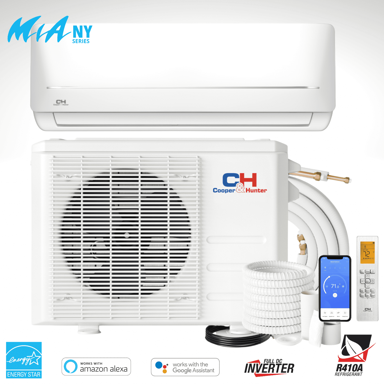 Cooper & Hunter 18000 BTU 230V Wall Mounted Mini Split Heat Pump Air ...
