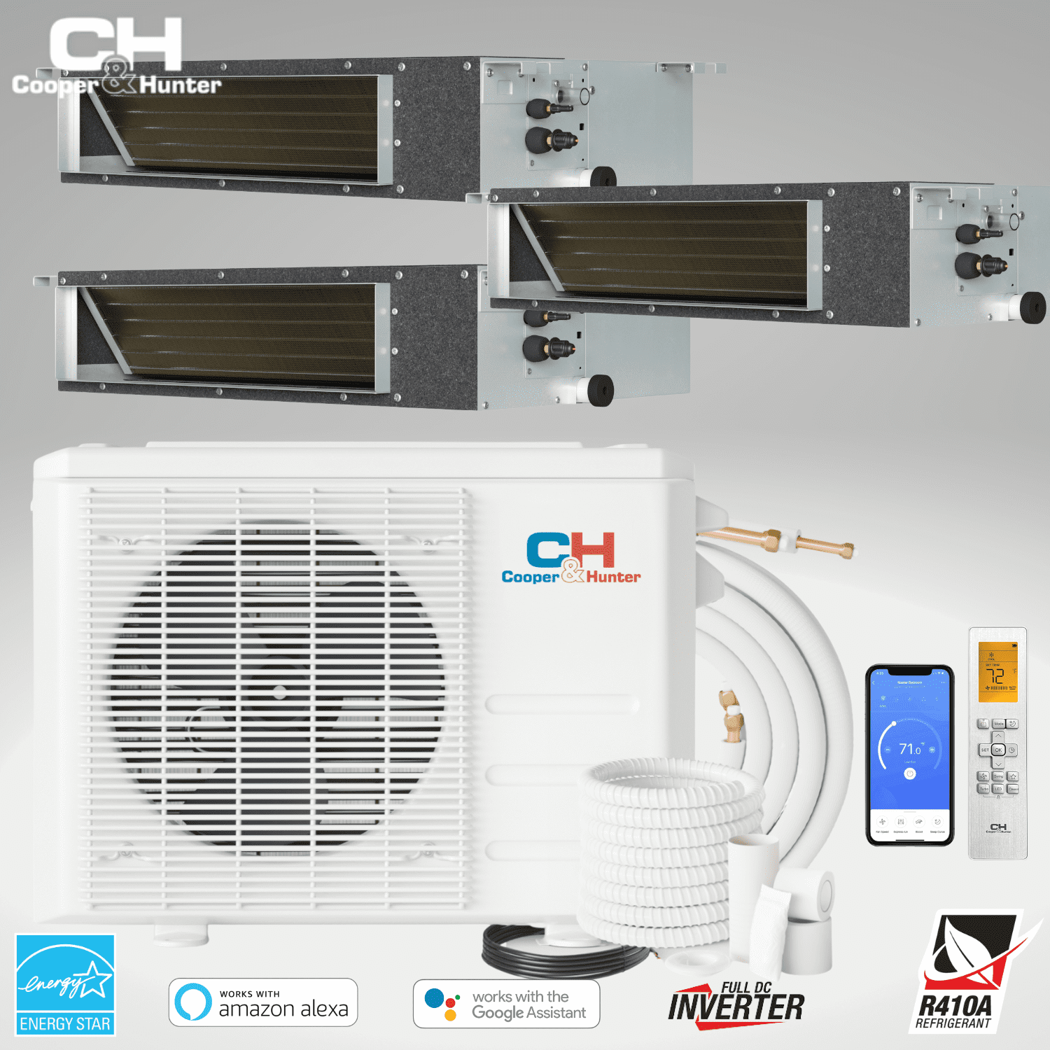 Cooperandhunter 28 000 Btu Sophia Series Multi Zone 9k 9k 9k Slim Duct
