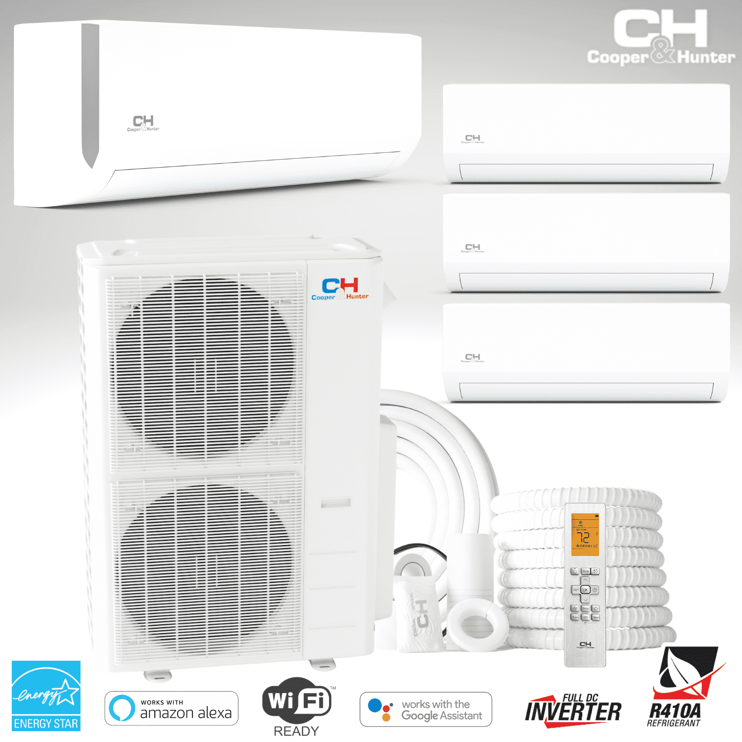 Cooper & Hunter 48000 BTU 5 Zone Mini Split Heat Pump AC, Wall Mounted ...