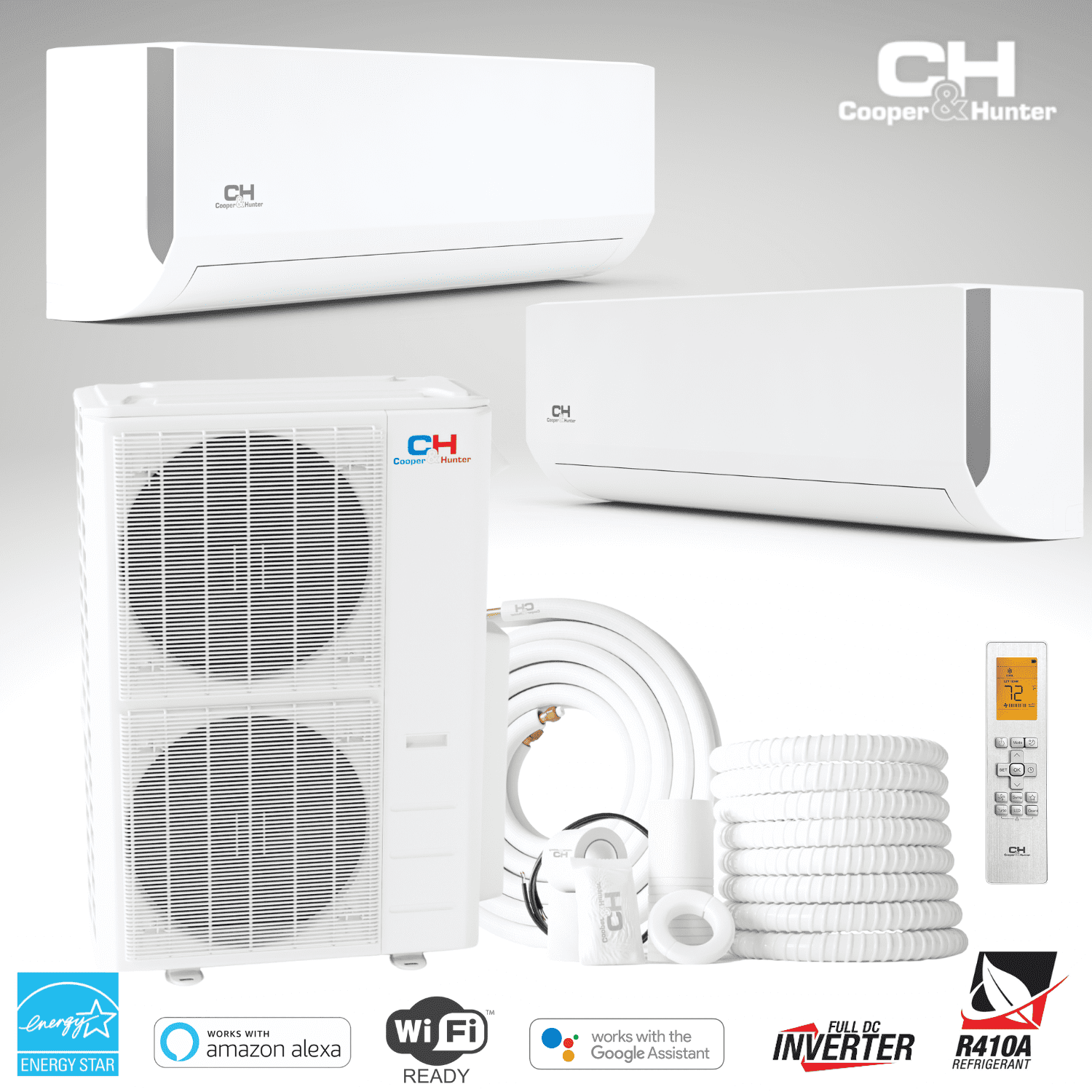 Cooper&Hunter 48000 BTU Dual Zone 24k+24k Wall Mount Ductless Mini ... Cooper&Hunter 48000 BTU Dual Zone 24k+24k Wall Mount Ductless Mini ...