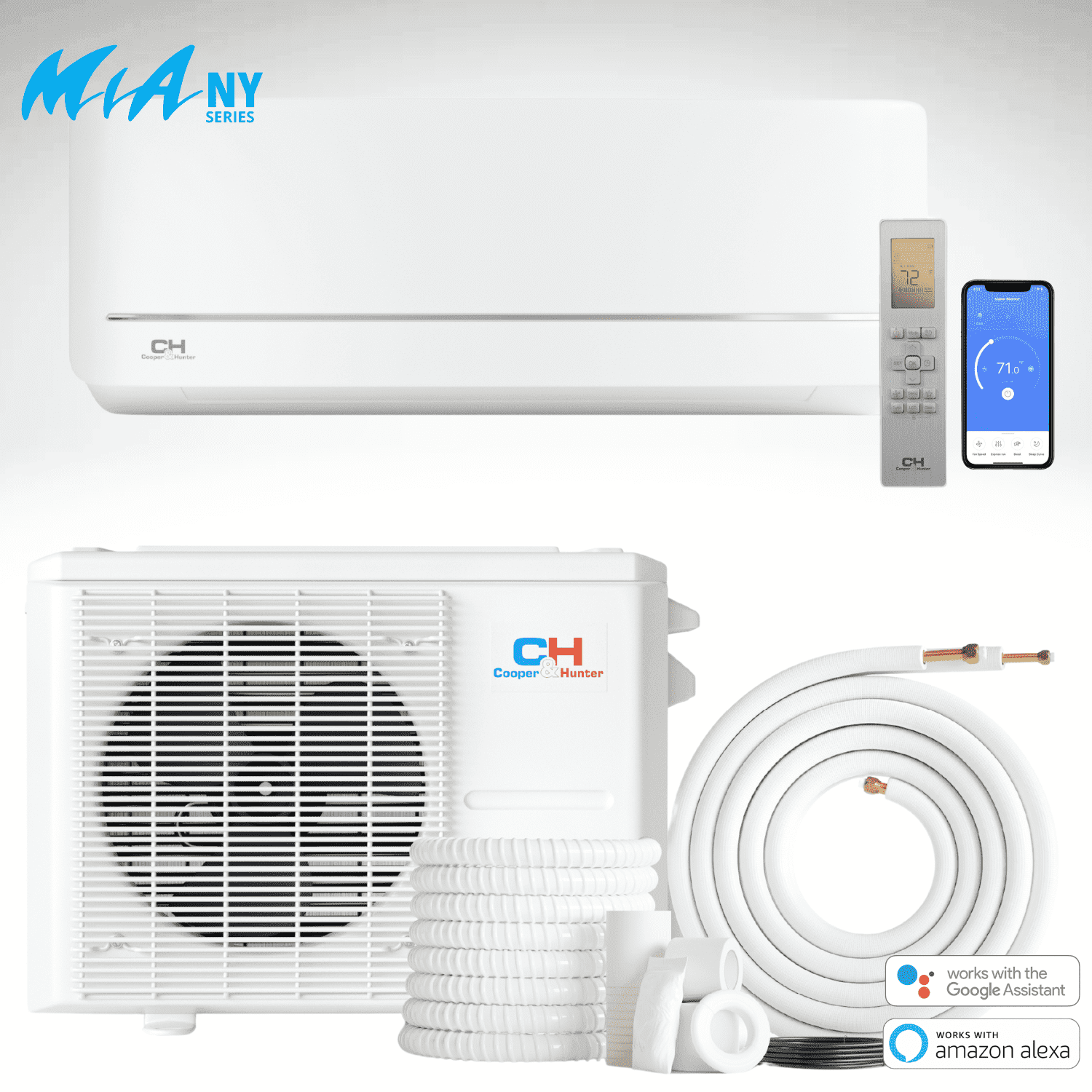 Cooper & Hunter 6000 BTU, 115V, Wifi Heat Pump, Wall Mount, 16ft Kit ...