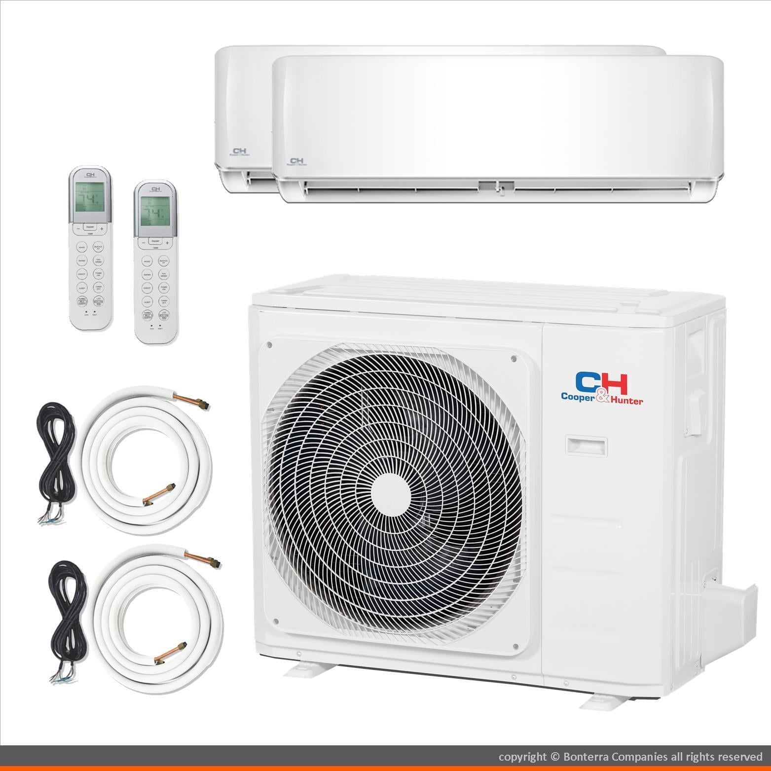 Cooper & Hunter Mini Split Air Conditioner Heat Pump 2 Zone 24000 24000 ...