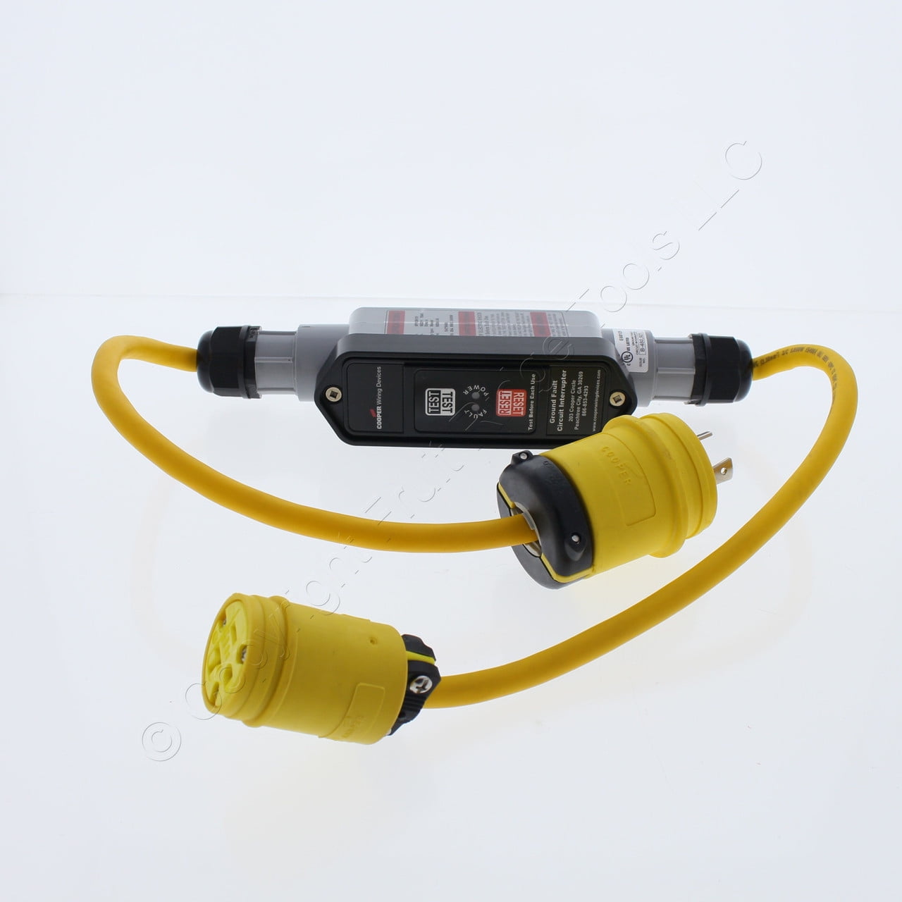 Cooper Industrial Grade INLINE 2ft Portable GFCI 12/3 Cord 20A 120V ...