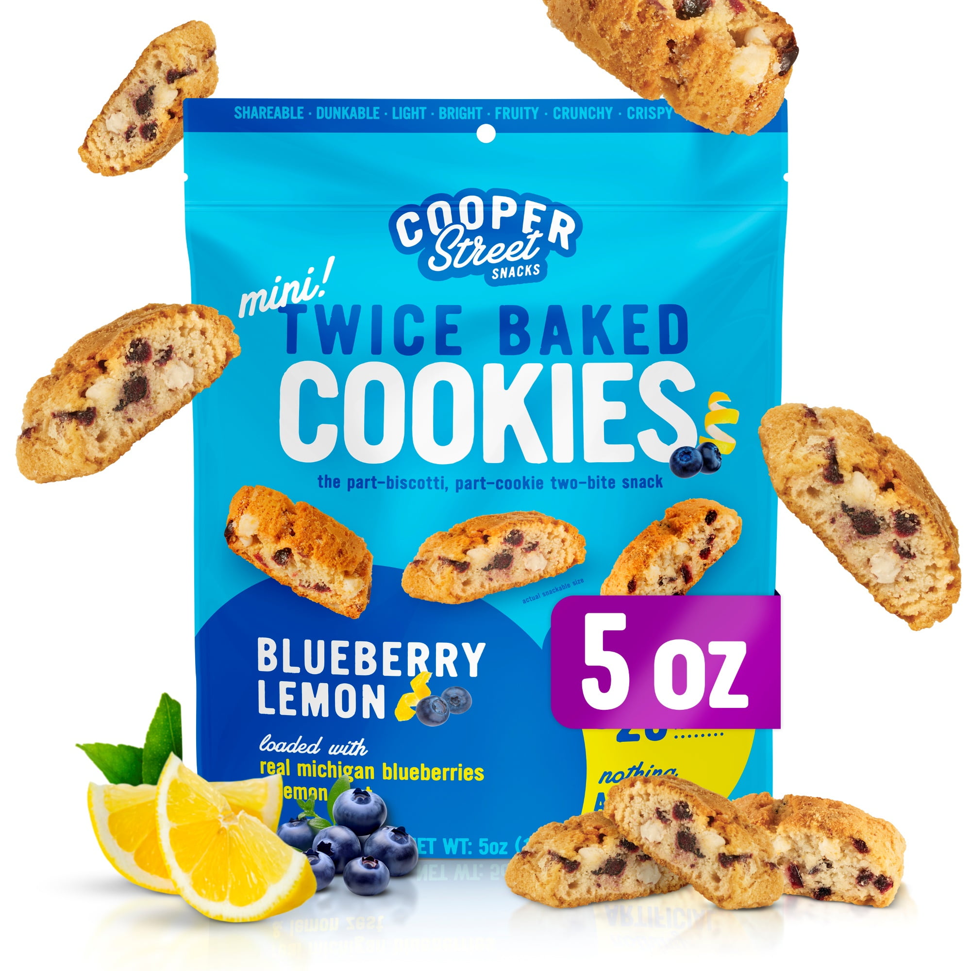 COOPER STREET Blueberry Lemon Biscotti Cookies, Twice Baked, Dairy Free ...