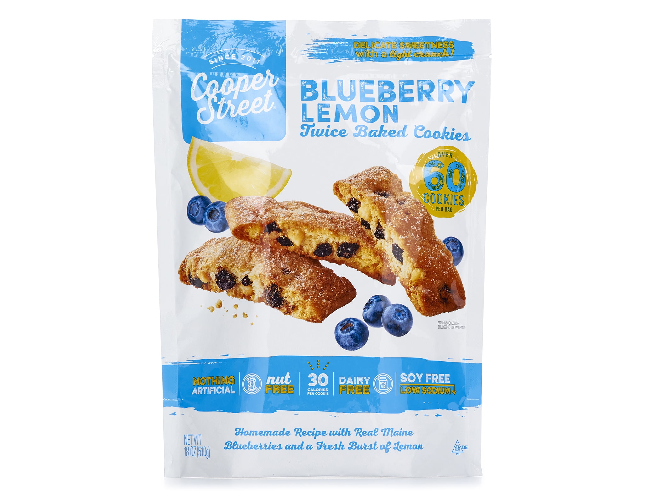 Cooper Street Cookies, Twice-Baked Lemon Blueberry Cookies, Crunchy ...