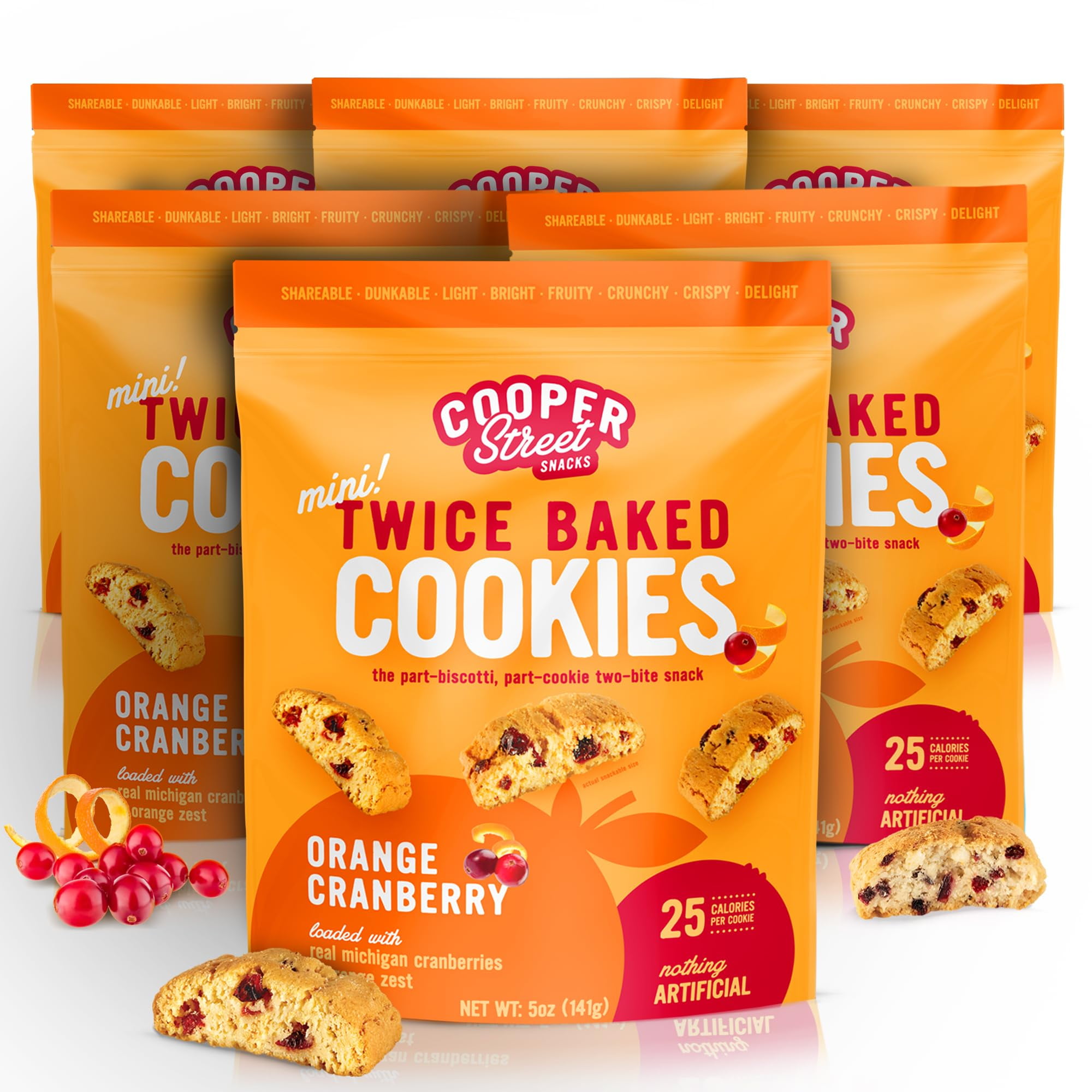Cooper Street Twice Baked KEF16 Orange Cranberry Biscotti Crispy Mini Biscotti Cookies Ideal ...