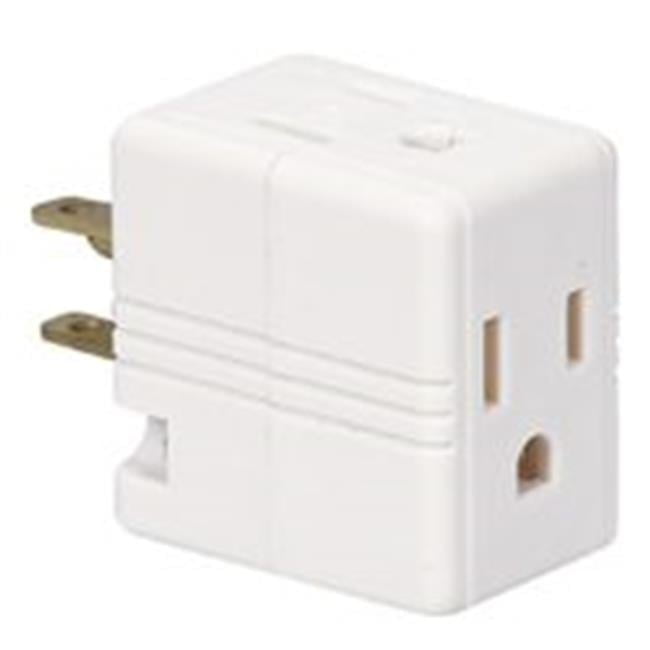 Cooper Wiring 1482W-BOX Three Outlet Cube Tap Adapter, White - Walmart.com