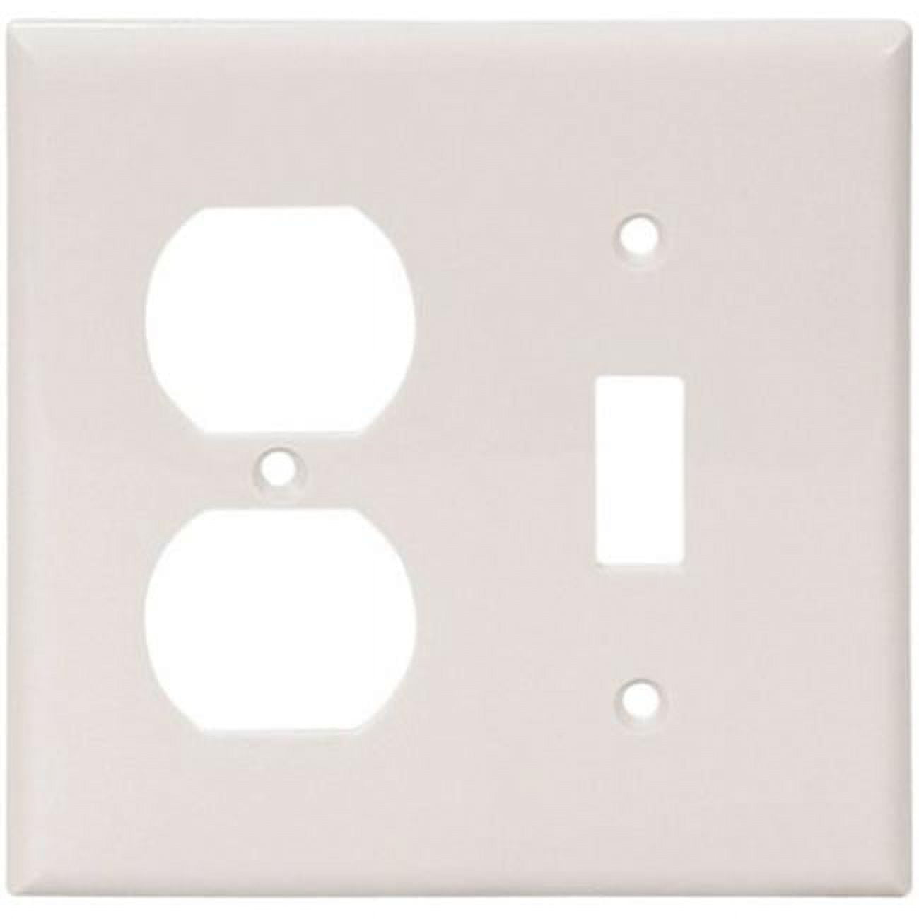 Cooper 5138W White Unbreakable Two Gang Combination Wallplate, 1-Toggle ...