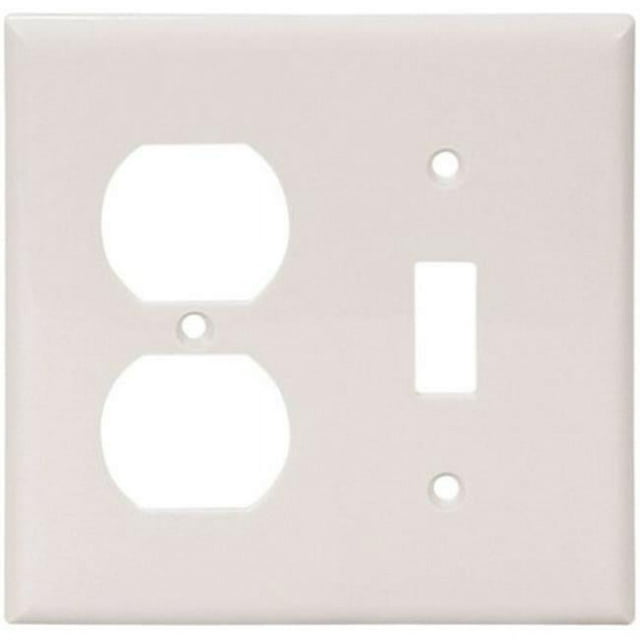 Cooper 5138W White Unbreakable Two Gang Combination Wallplate, 1-Toggle ...