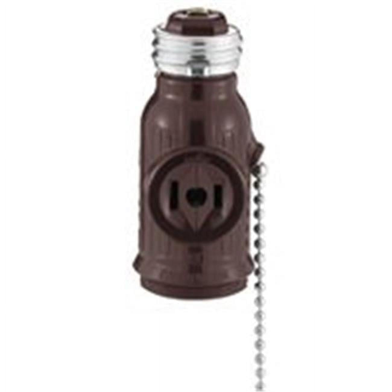 Cooper Wiring 718B-BOX Medium Base Pullchain Lampholder Adapter - Brown ...