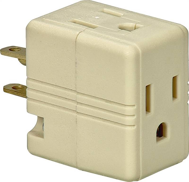 Cooper Wiring BP1482V "3-Wire" Grounded Cube Tap 15 Amp Ivory - Walmart.com