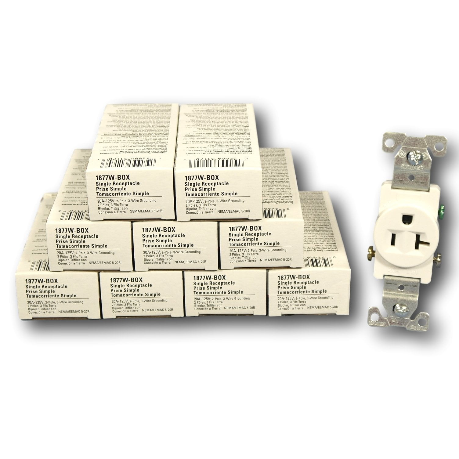 Cooper Wiring Devices 1877W Single Outlet Receptacle, Commercial Grade ...
