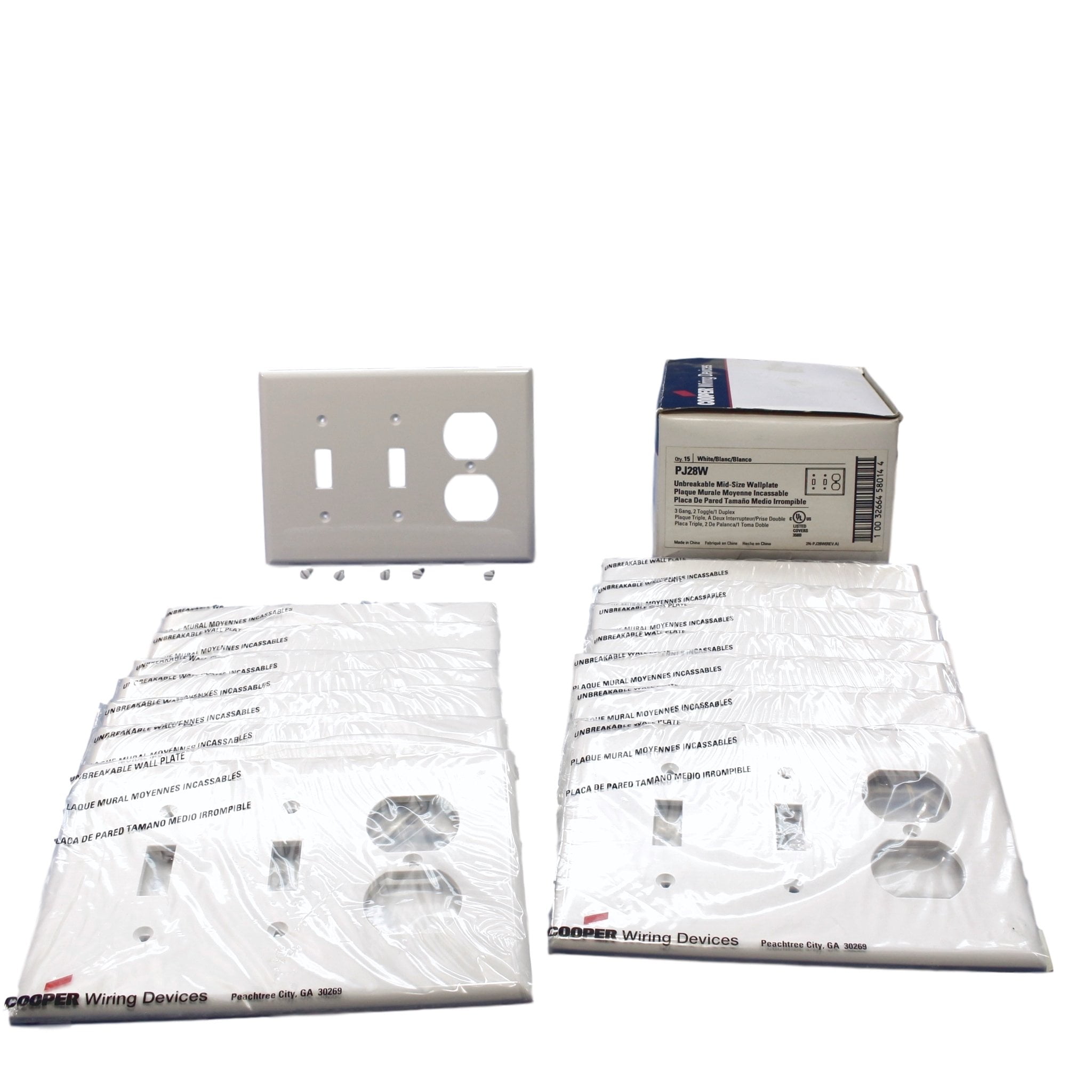 Cooper Wiring Devices PJ28W 3-Gang Combination Toggle Switch Duplex ...