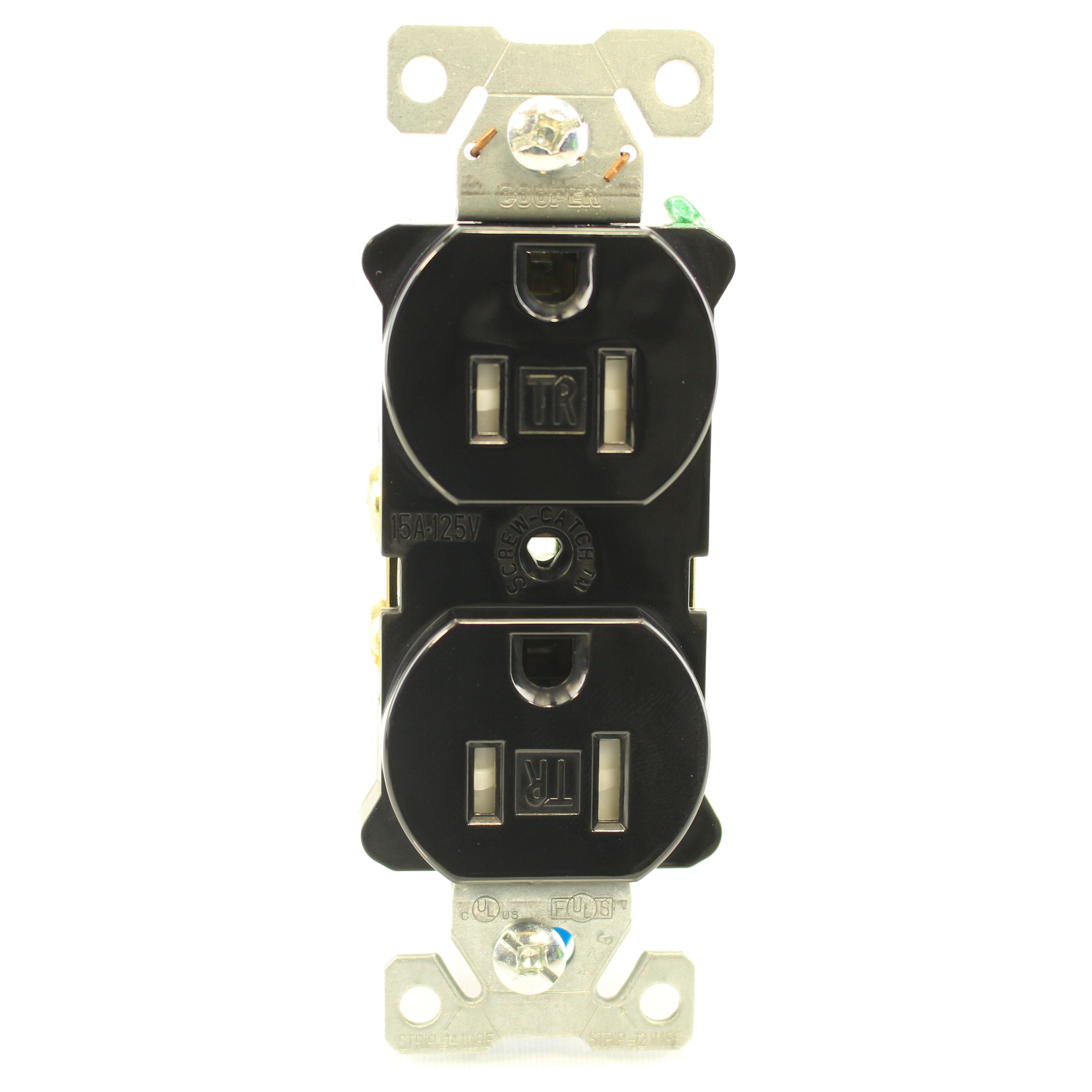 Cooper Wiring Devices TR5262BK Tamper Resistant Duplex Receptacle, 15A ...