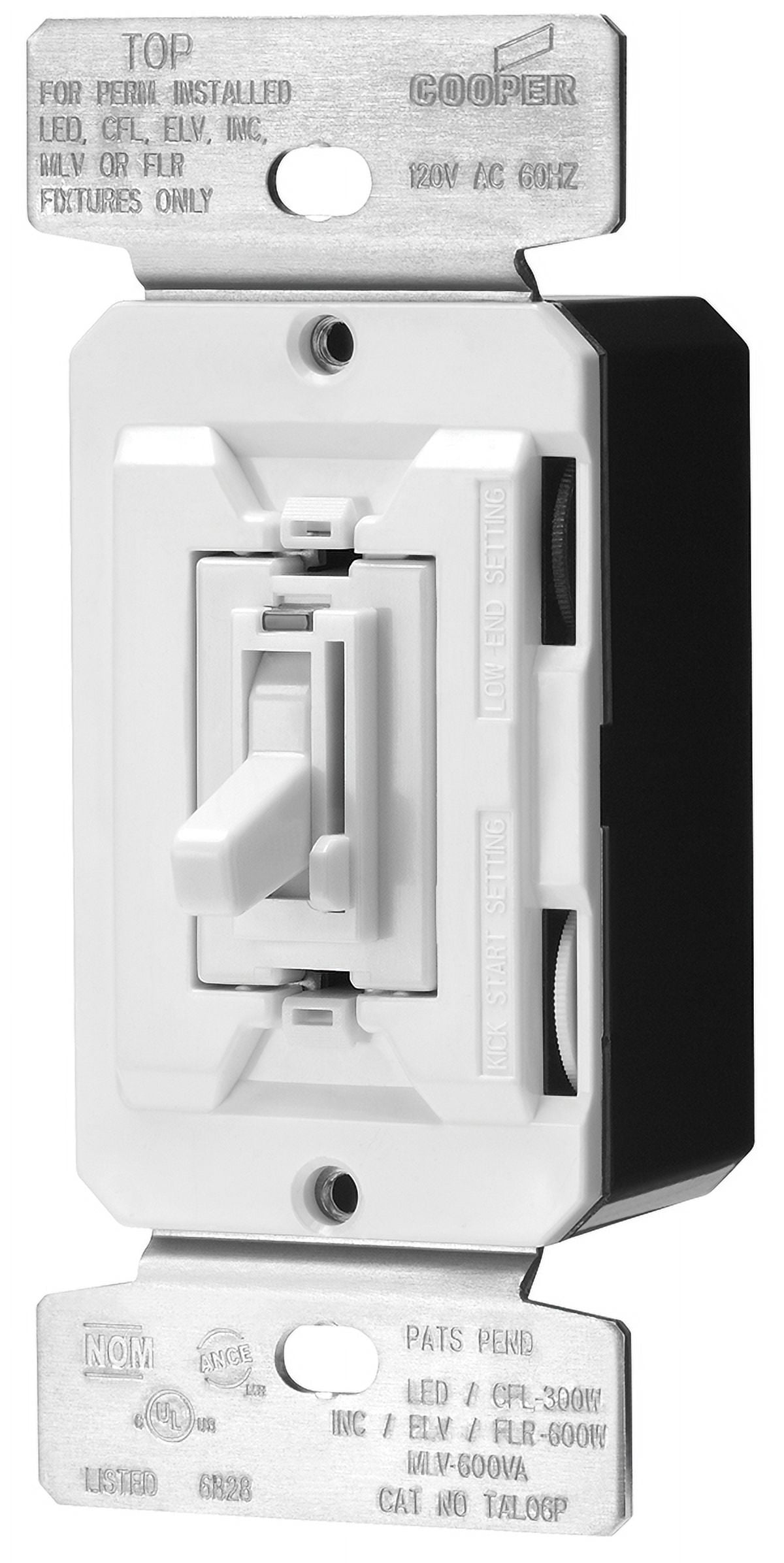 Cooper Wiring Devices Tal06p-C2-K 8 Amp White Dimmer Switch - Walmart.com