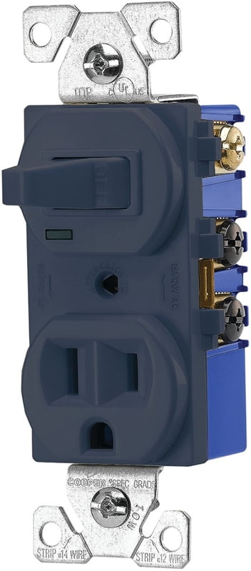 Cooper Wiring TR274B 3-Wire Toggle Combination Switch/Receptacle, 15 ...