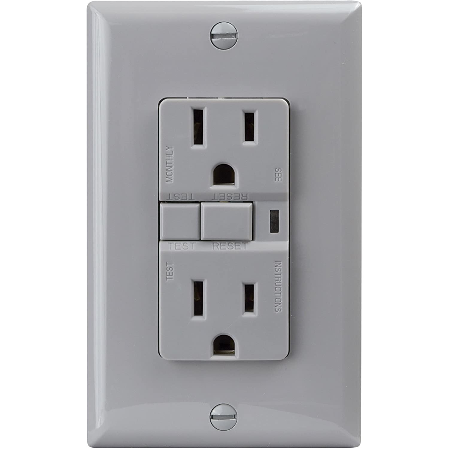 Cooper Wiring Devices VGF15GY-K, 15A 125V Gray GFCI Electrical Outlet ...