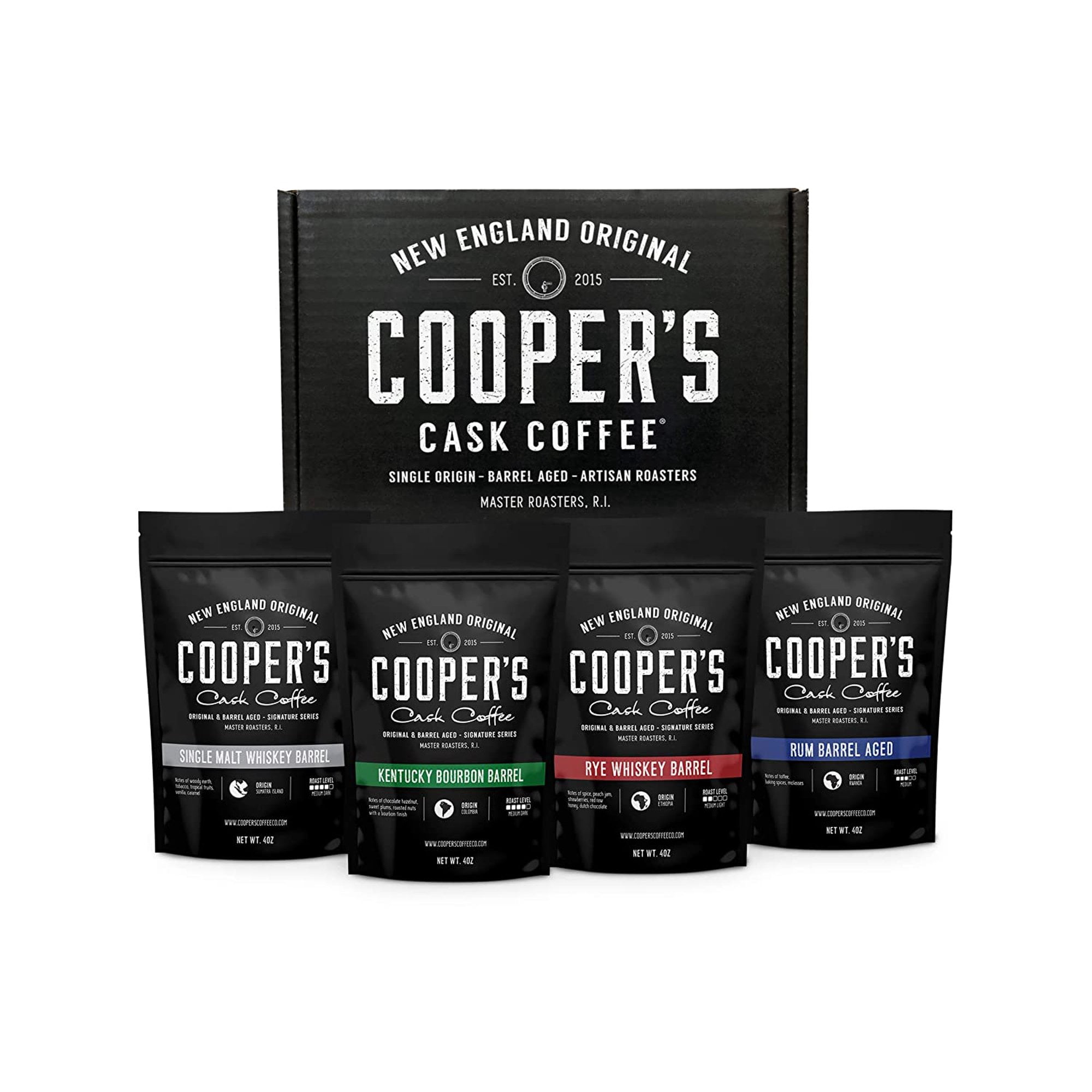 Cooper's Cask Coffee Bourbon & Whiskey Barrel Aged Coffee - 4 Bag ...