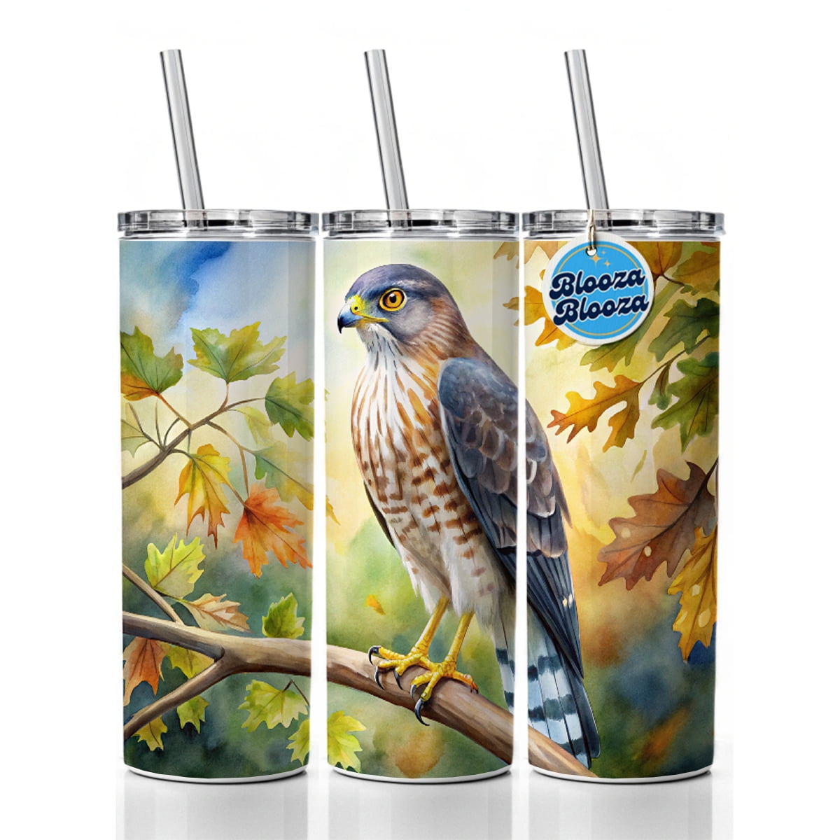 Cooper's Hawk Raptor Bird Of Prey In Tree Watercolor 20oz Insulated ...