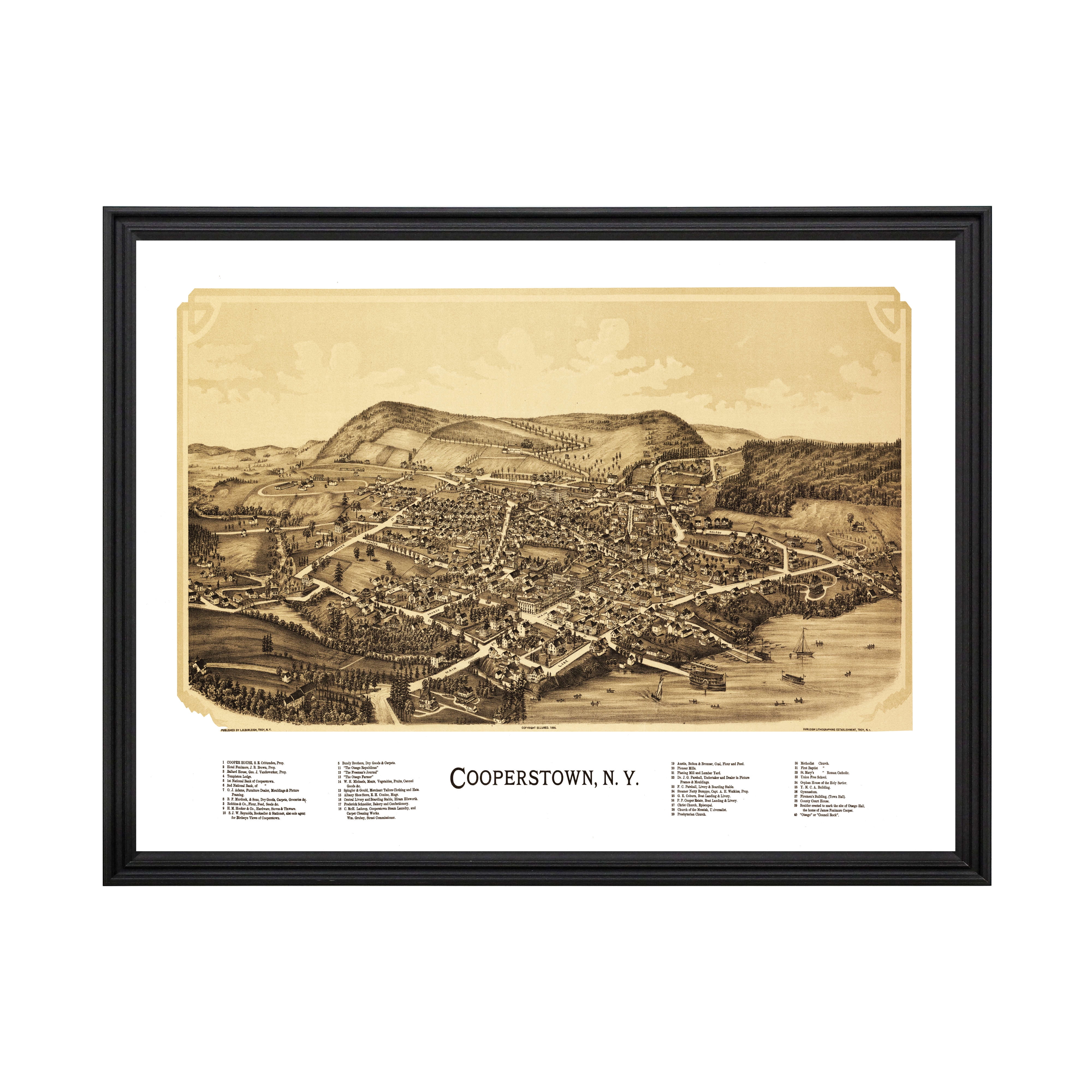 Cooperstown Art, 1890 Vintage Map of Cooperstown New York, NY History ...