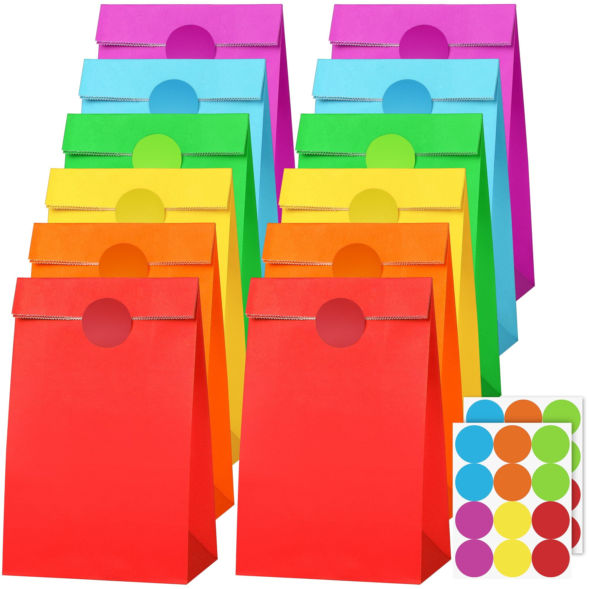 Cooraby 30 Pack Rainbow TSF6 Gift Bags Candy Paper Bags with Stickers 5 ...