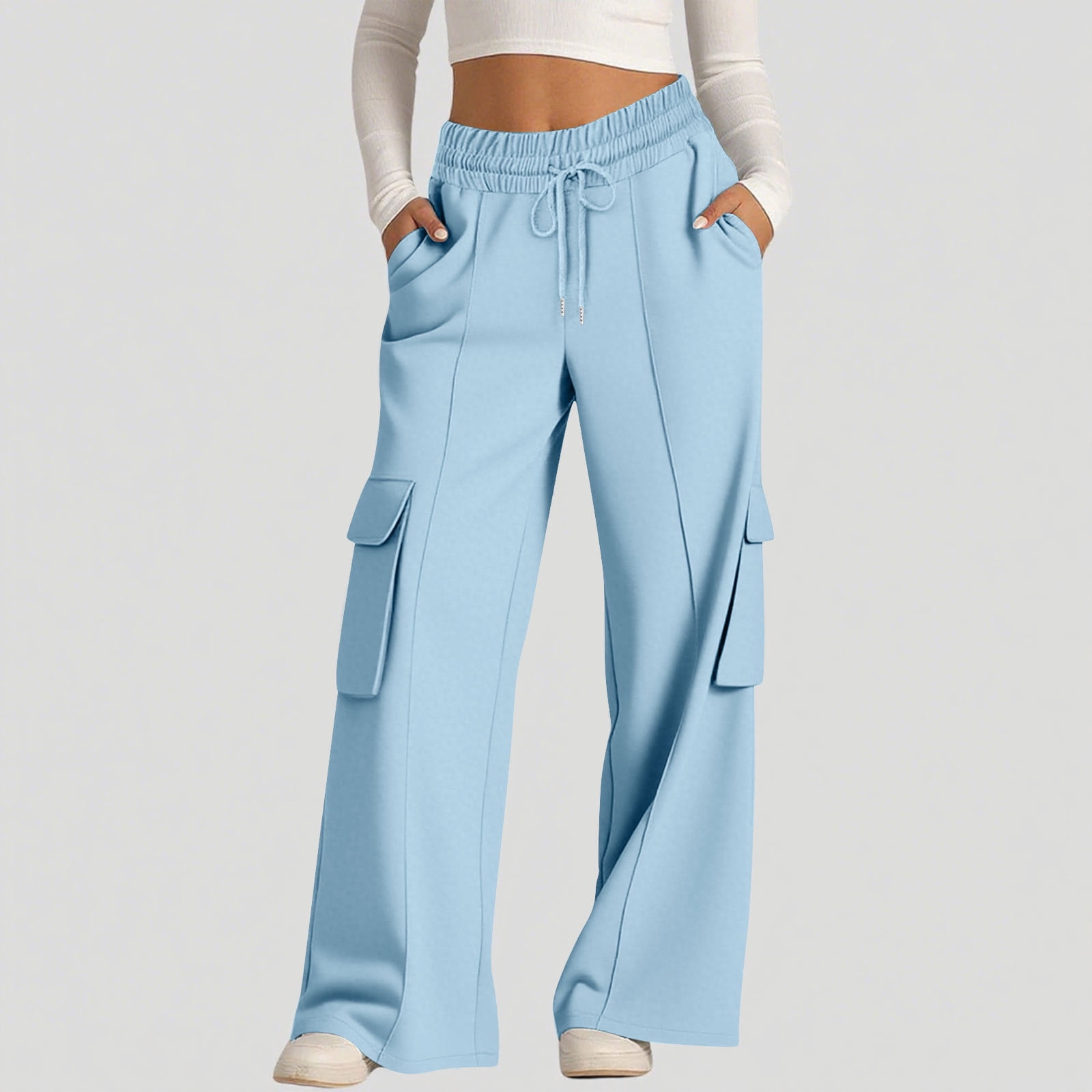 Coorders Women Drawstring Fleece Cargo Pants with Pockets 2025, Womens ...