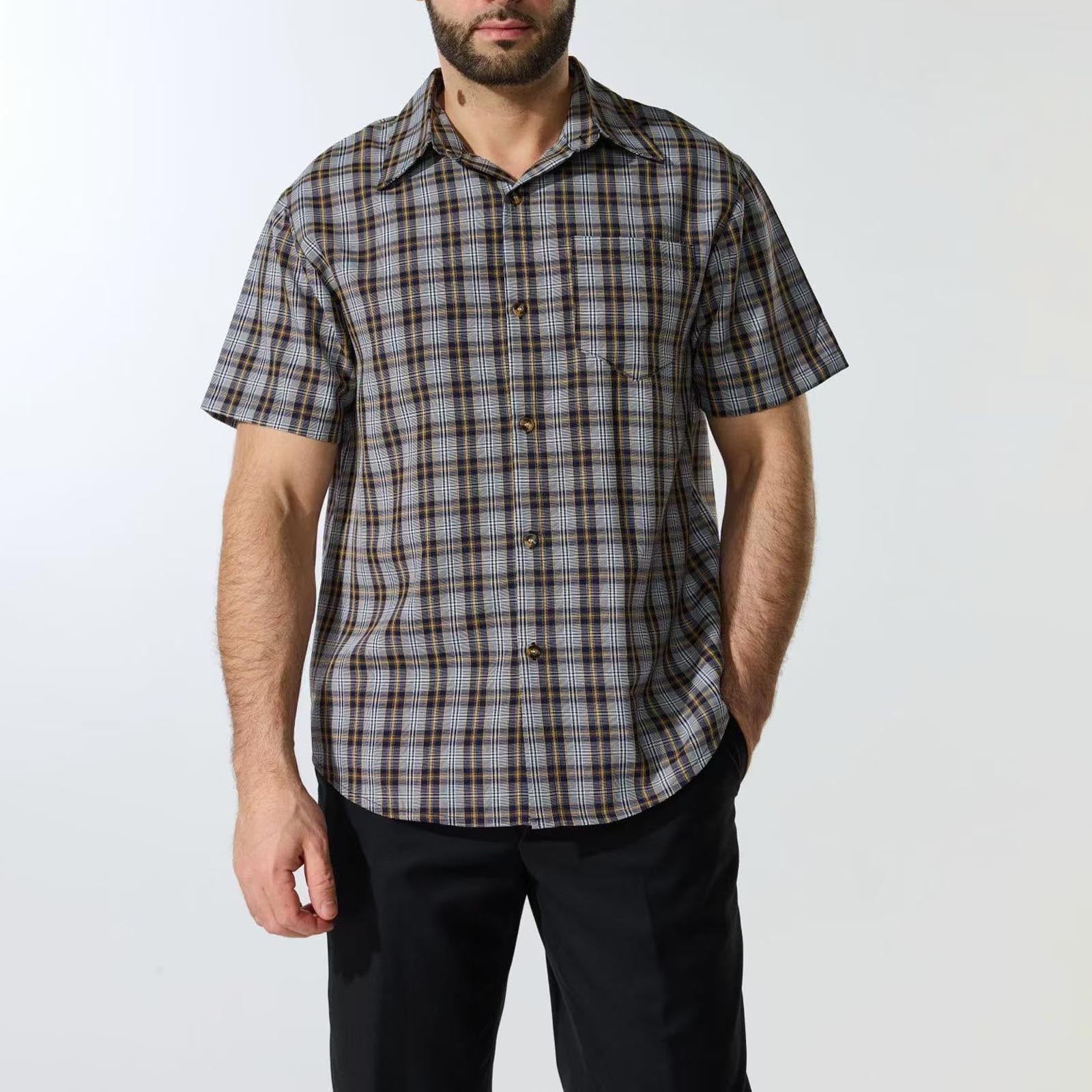 Coorders George Men's Regular-Fit Button Down Shirt with Short Sleeve ...