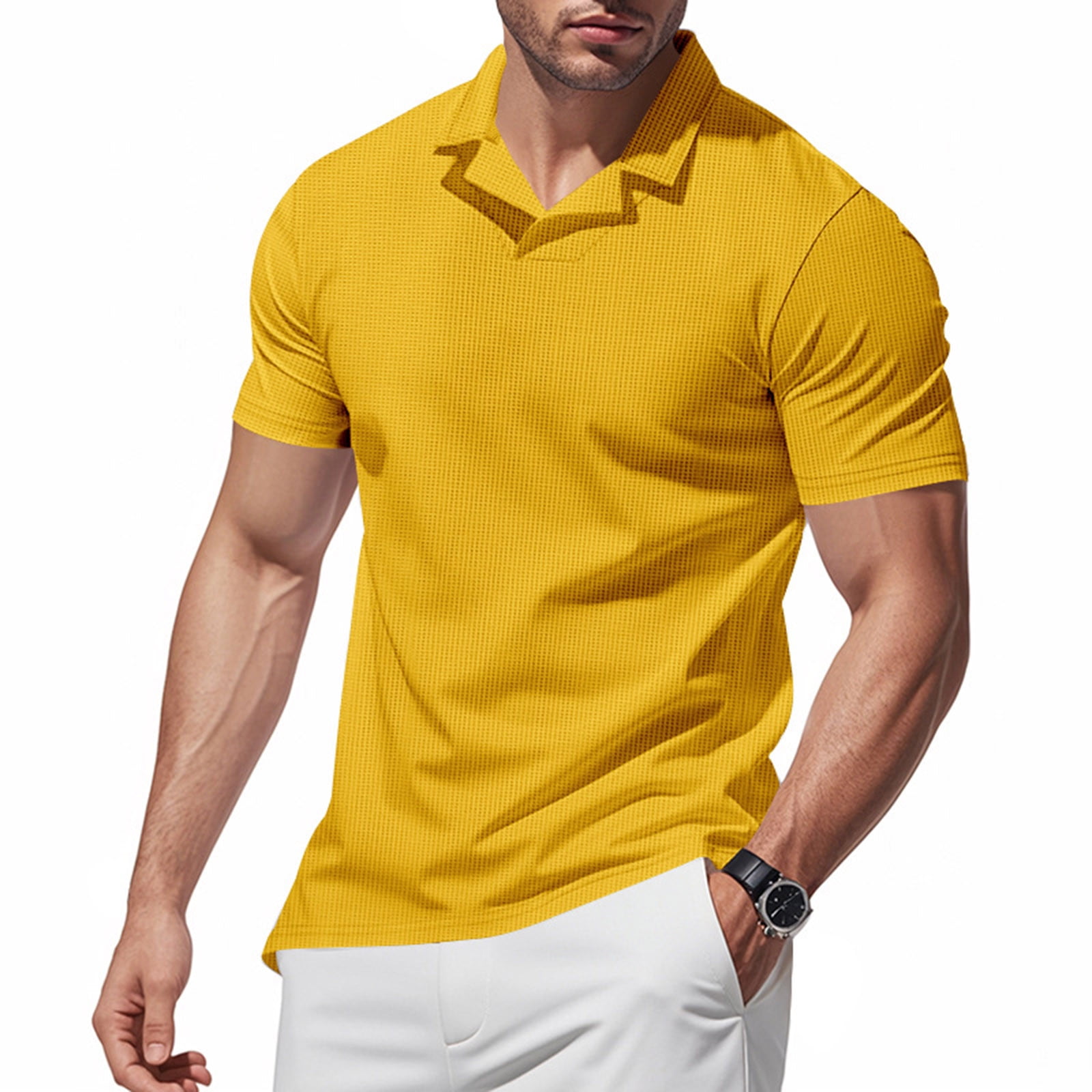 Coorders Mens Polo Tops Short Sleeve, V Neck Summer T Shirts Casual ...