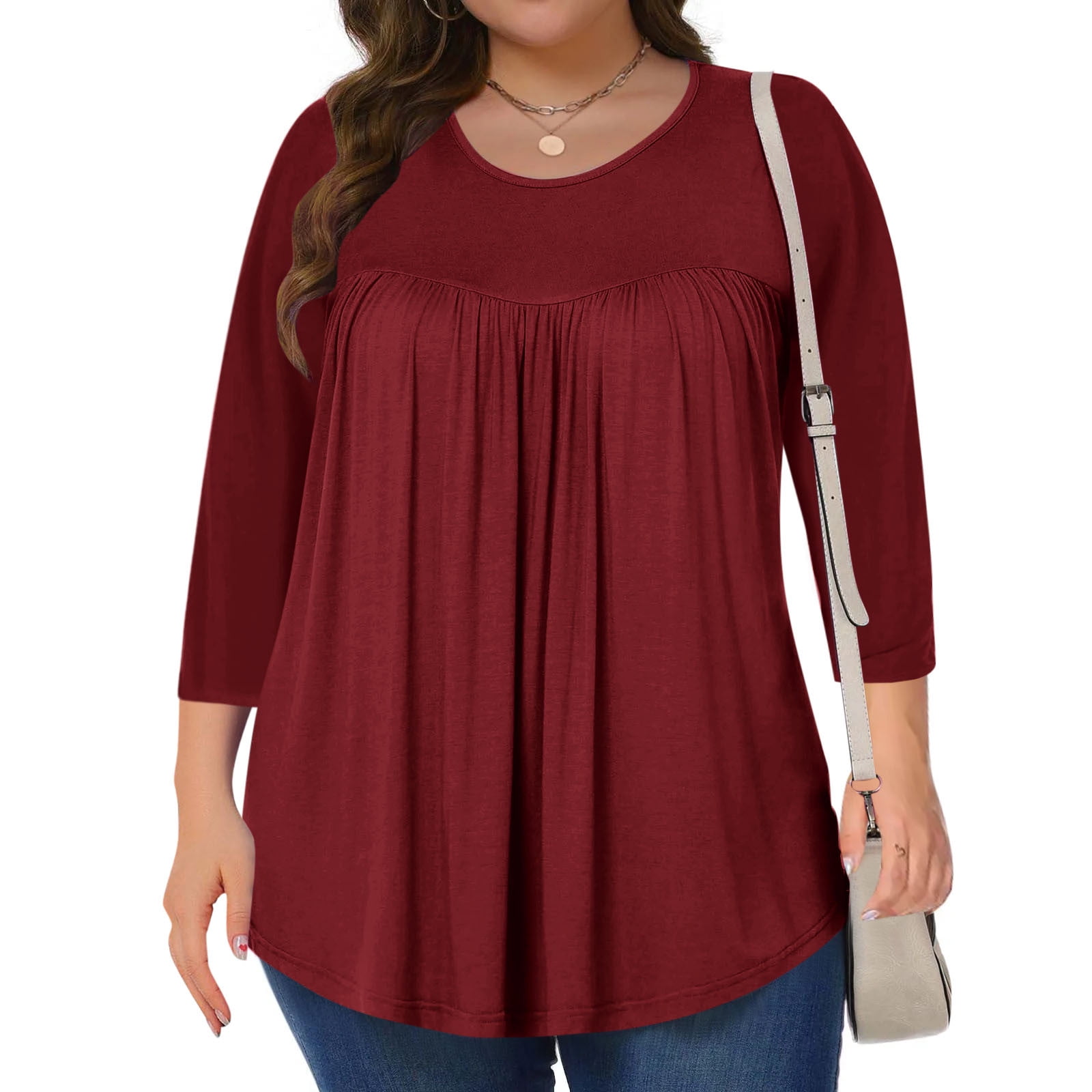 Coorders Womens 3/4 Sleeve Plus Size Tops, Oversized Loose Long Sleeve ...