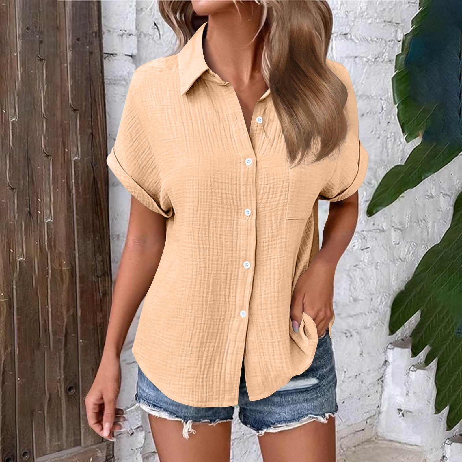 Coorders Womens Tops Clearance under $10, V Neck Collared Button Down ...