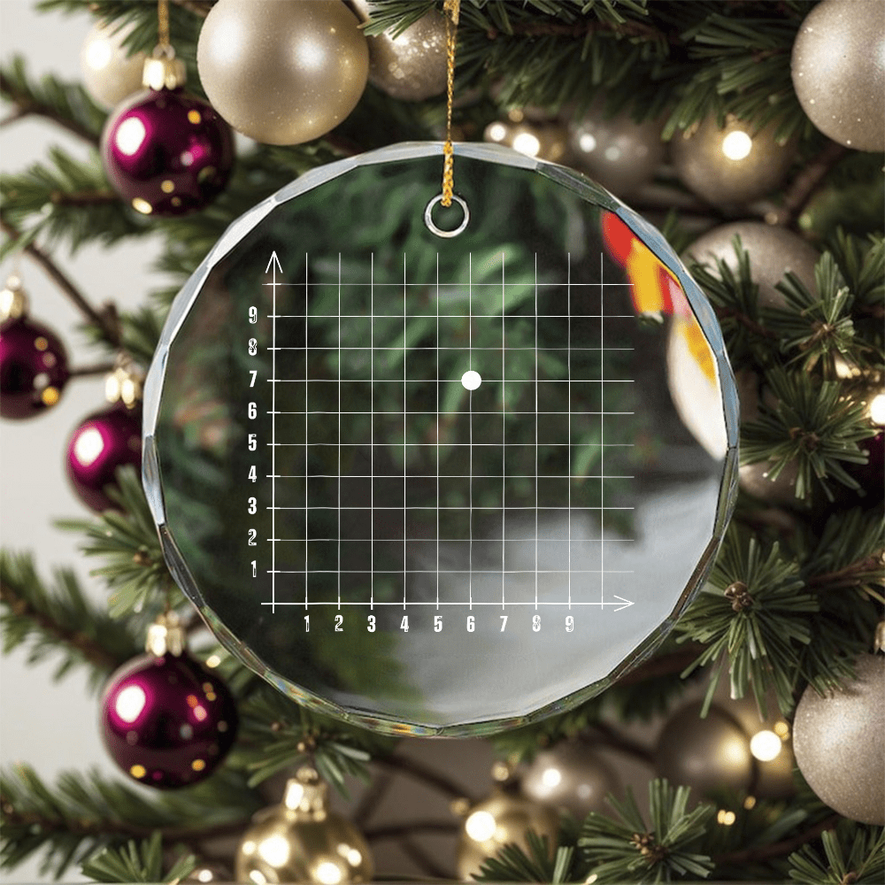 Coordinate (6,7) Math Teacher 67 Math Lover (3) Ornament, Crystal Glass ...