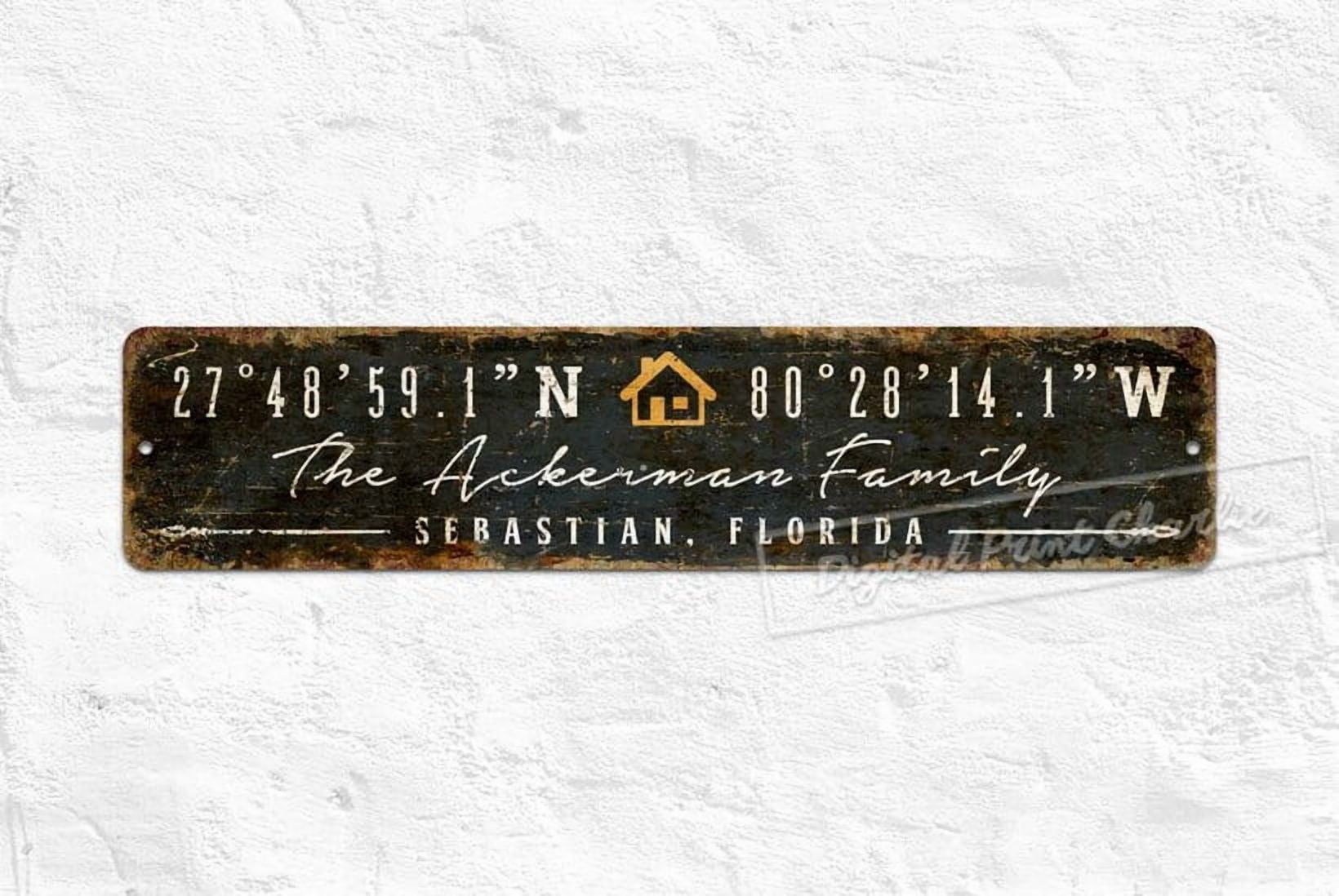 Coordinate Sign Custom Metal Aluminum Signs Location Sign Longitude ...