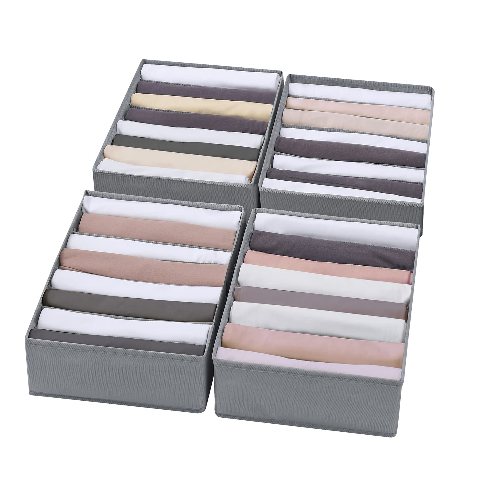 Coorganisers 4 Packs T-shirt Drawer Organizers for Clothing,8 Grids Compartment Wardrobe Storage ...