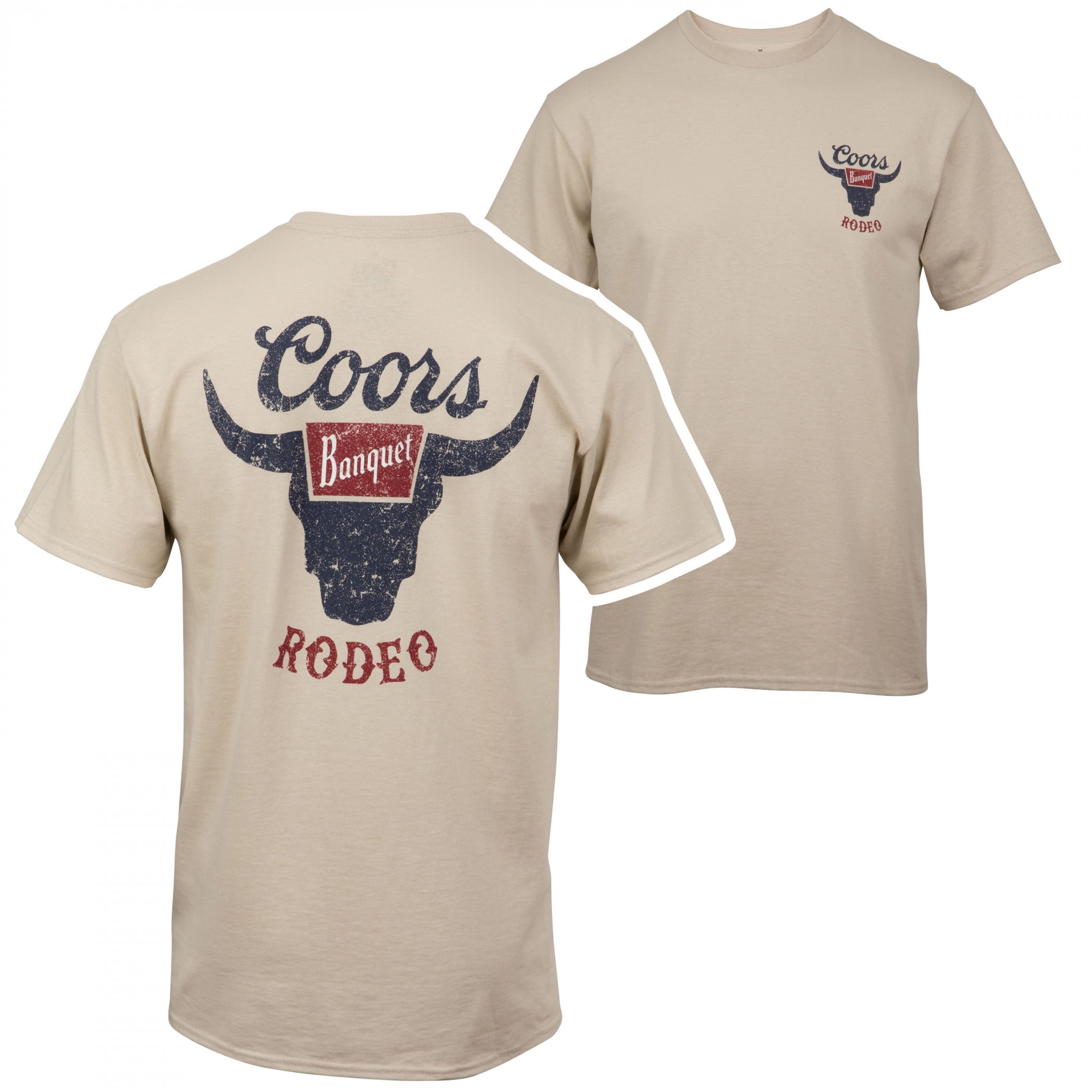 Coors Banquet Rodeo Logo Distressed T-Shirt, Beige Cotton, Medium Size ...