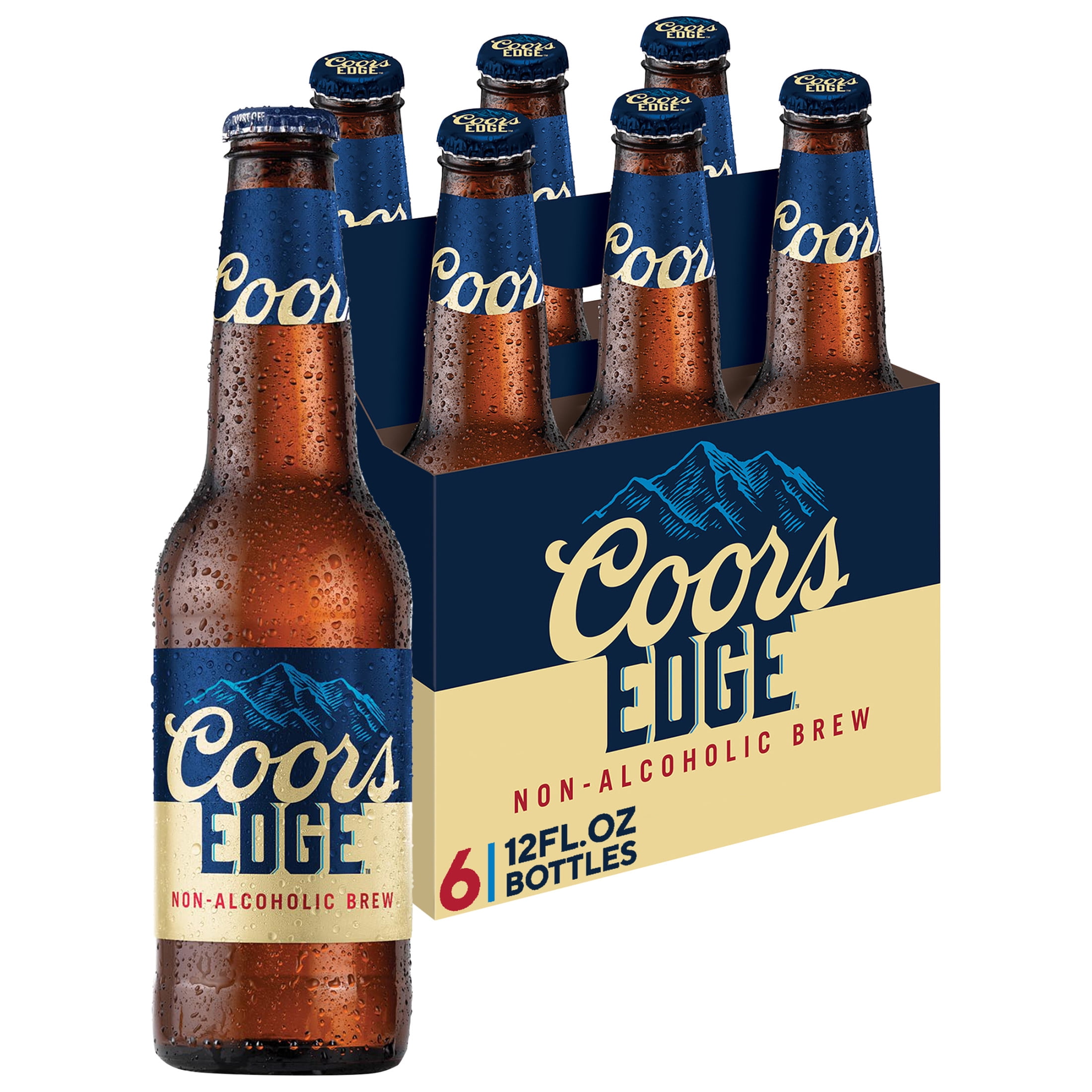 Coors Edge Non-Alcoholic Lager Beer, 6 Pack, 12 fl oz Glass Bottles, 0. ...