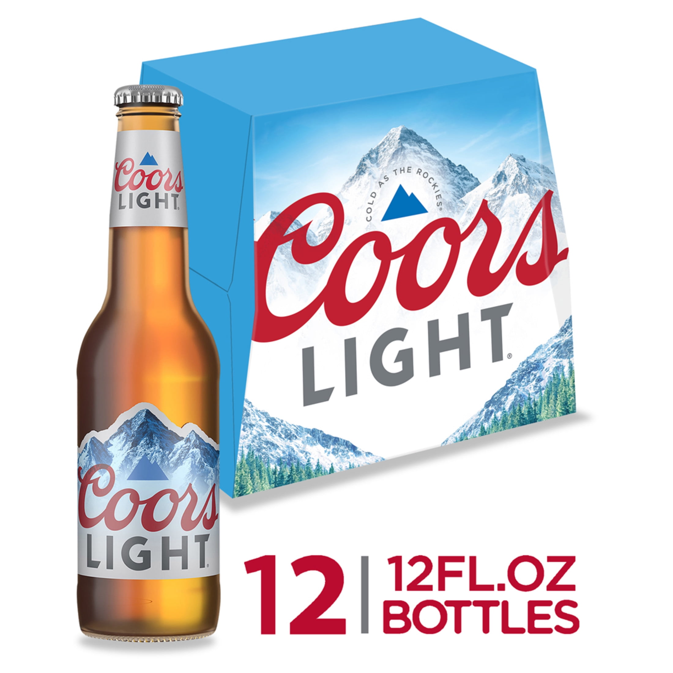 Coors Light Beer, 12 Pack, 12 fl oz Glass Bottles, 4.2% ABV, Domestic ...