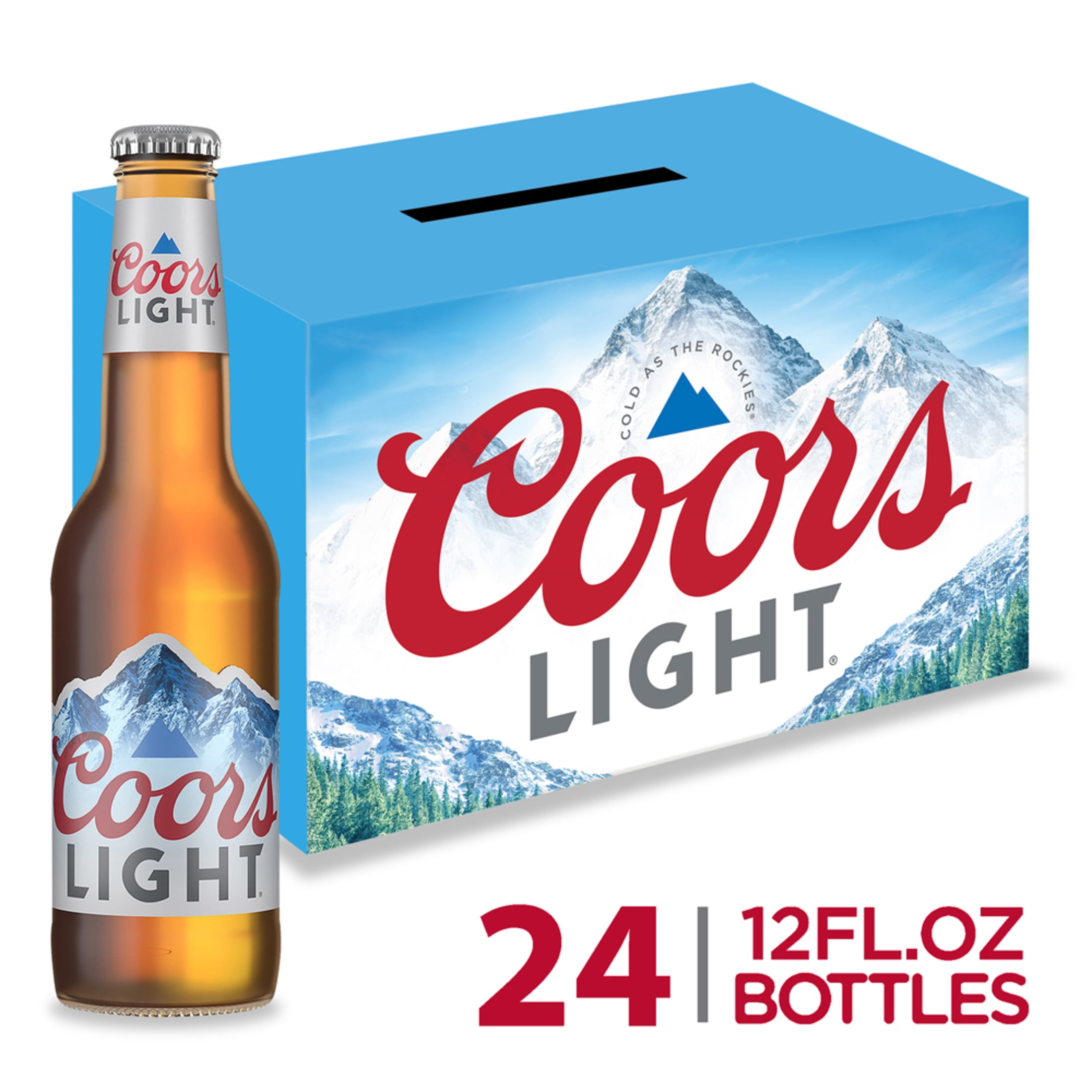 Coors Light Beer, 24 Pack, 12 fl oz Glass Bottles, 4.2% ABV, Domestic ...