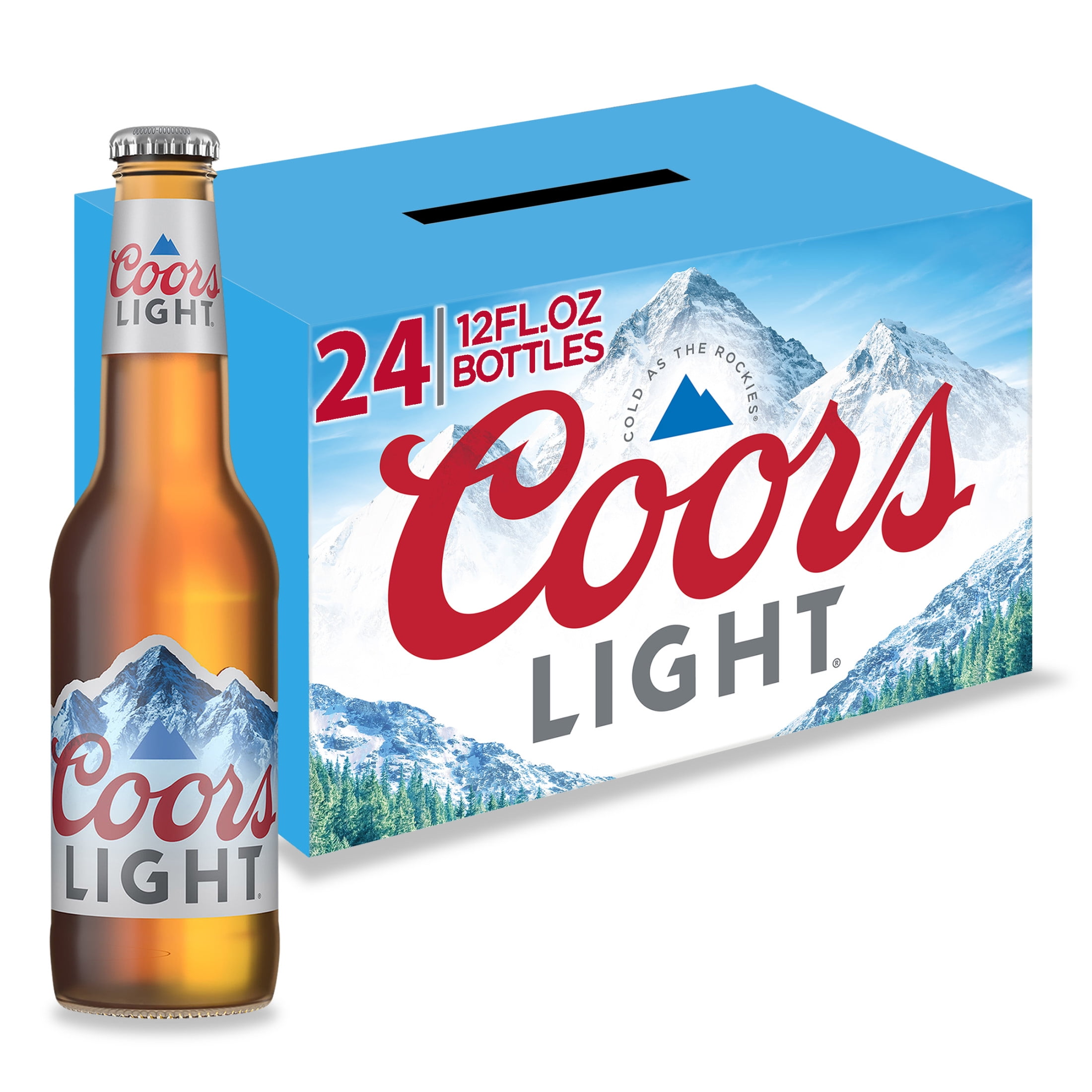 Coors Light American Beer, 24 Pack, 12 fl oz Glass Bottles, 4.2% ABV ...