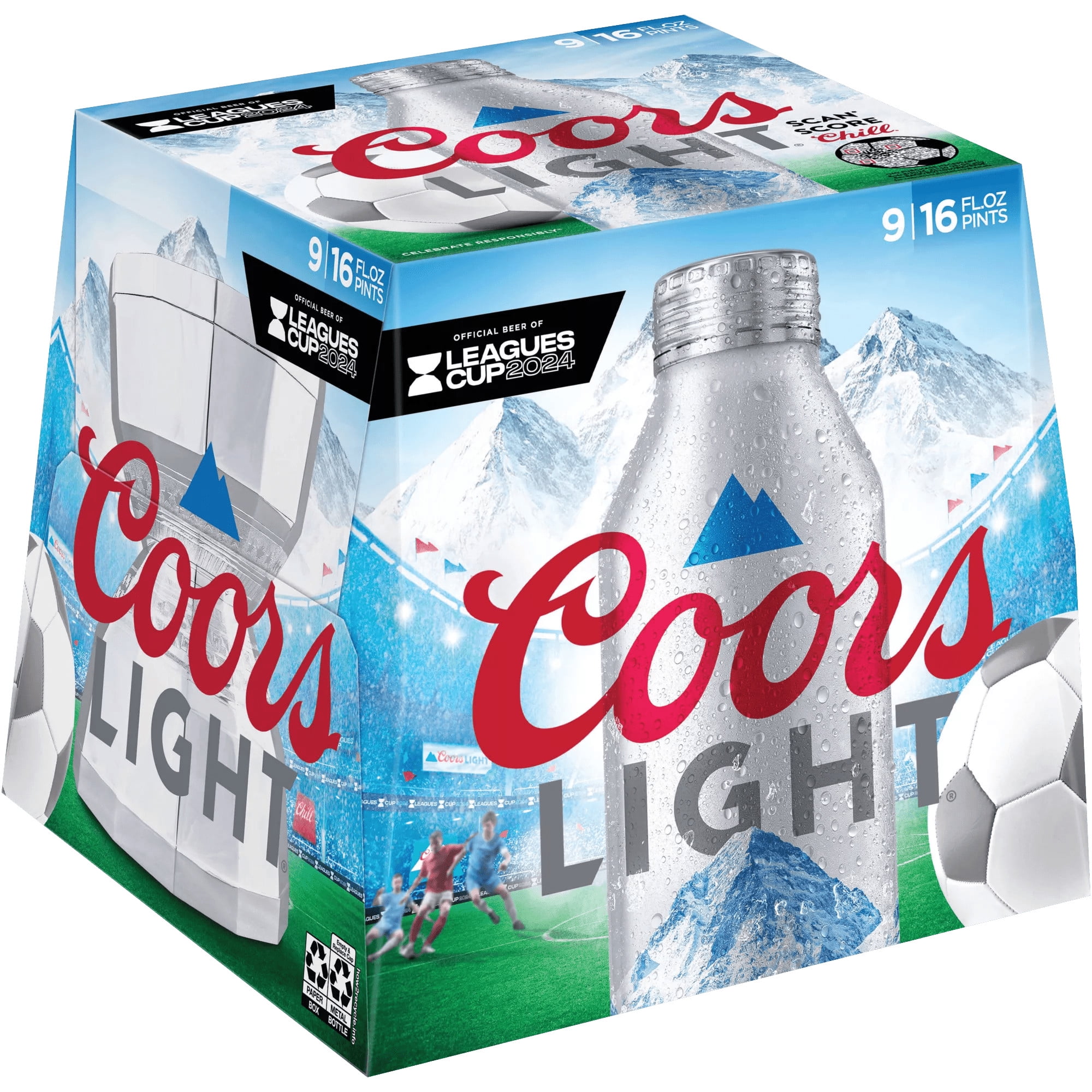 Coors Light Beer, 9 Pack, 16 fl oz Aluminum Bottles, 4.2% ABV, Domestic ...