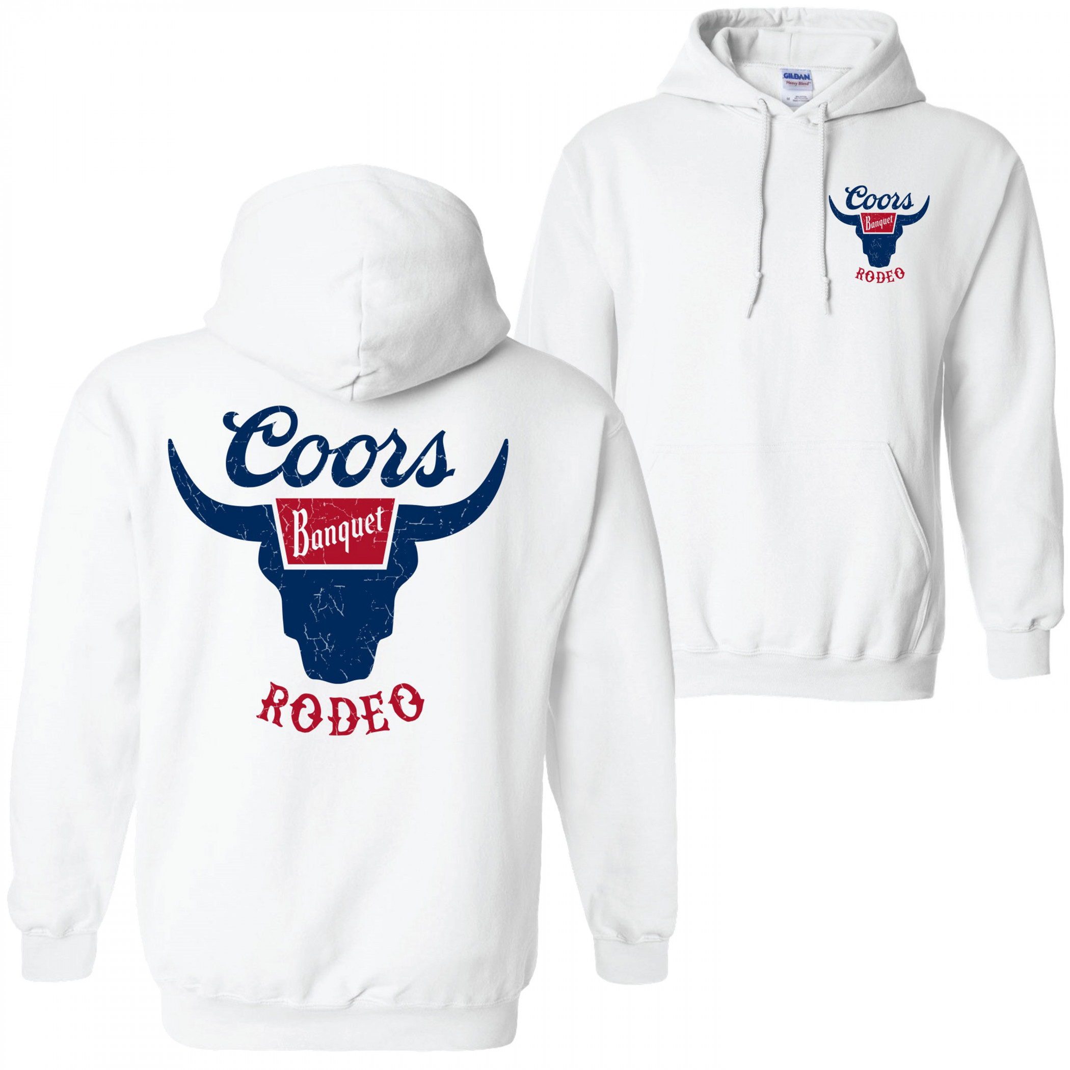 Coors Rodeo Front and Back Logo White Sweatshirt Hoodie-XLarge ...