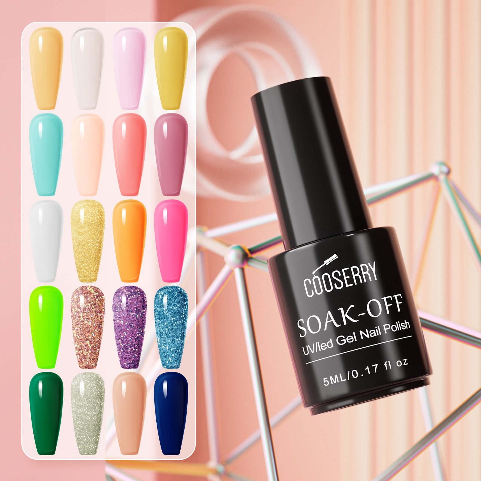 Cooserry 20 Colors Gel Polish Nail Set All Seasons Multicolor ...