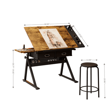 Magshion Drafting Table Desk Craft Work Station with Stool, Drawing ...