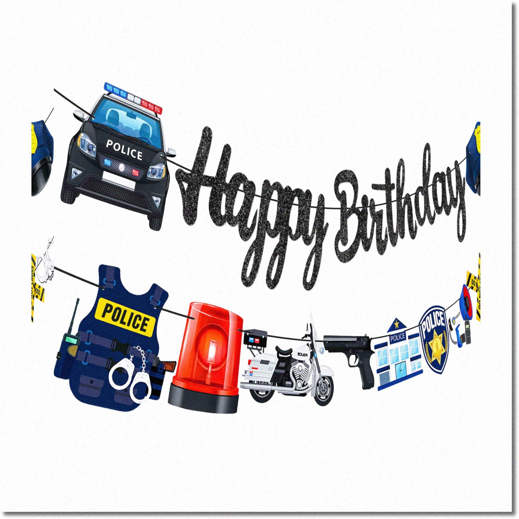 CopCelebrate Party Banners - 2Pcs Policeman Happy Birthday Decorations ...