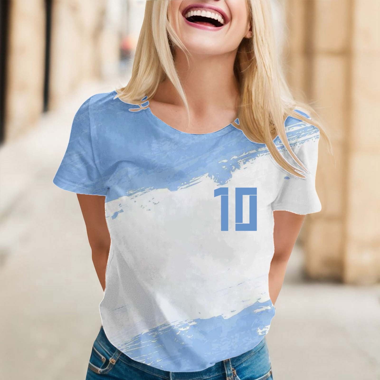 Copa America Women's Casual T Shirt Brazil Vs. Argentina Theme Loose ...