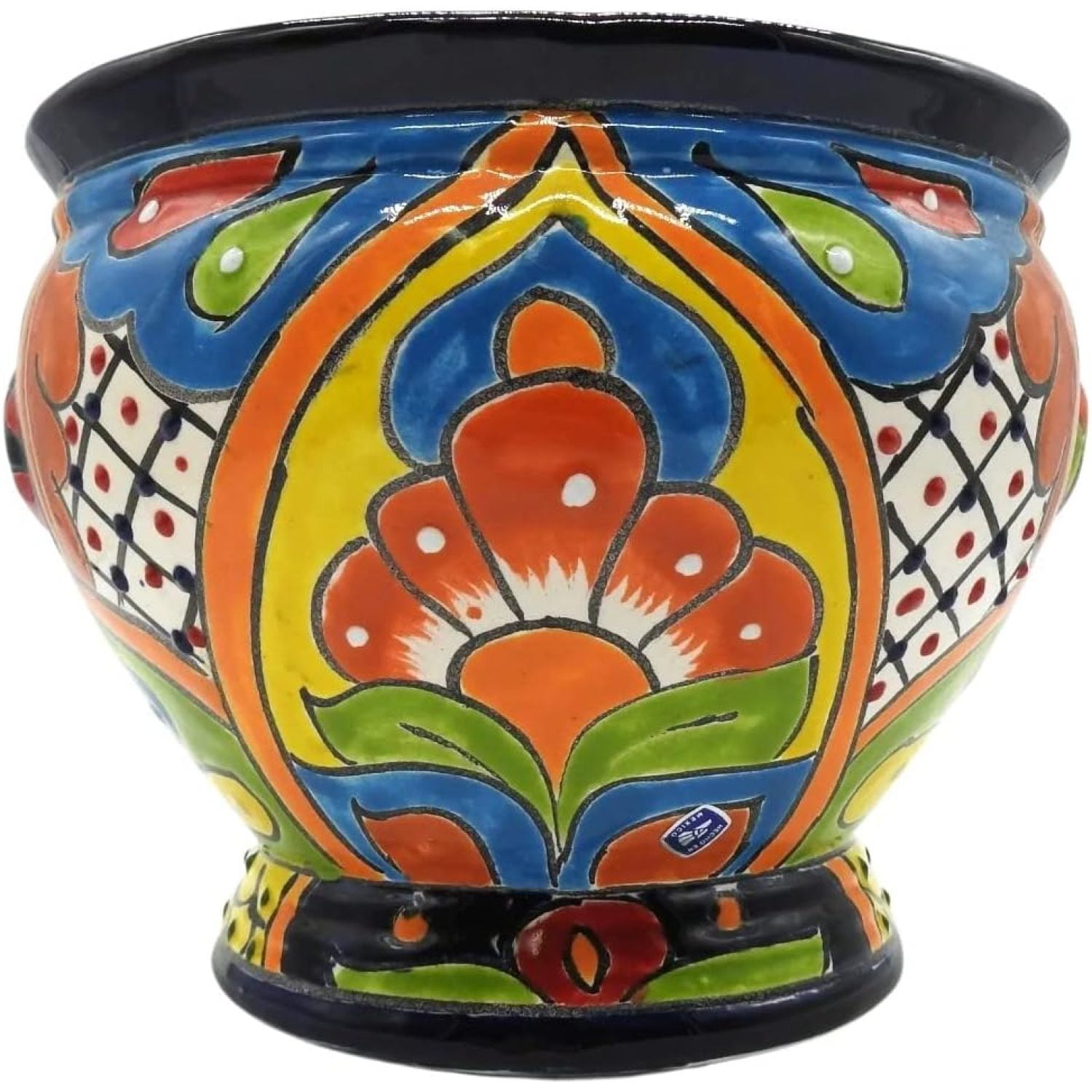Copa Planter Small Hand Painter Pot Indoor Outdoor Multi Colored Glazed Talavera - Walmart.com