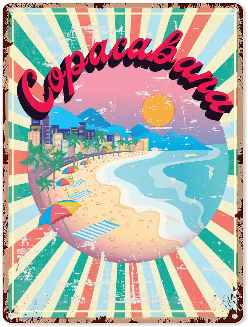 Copacabana Beach Coast Antique Creative Tin Sign Retro Wall Decor for ...