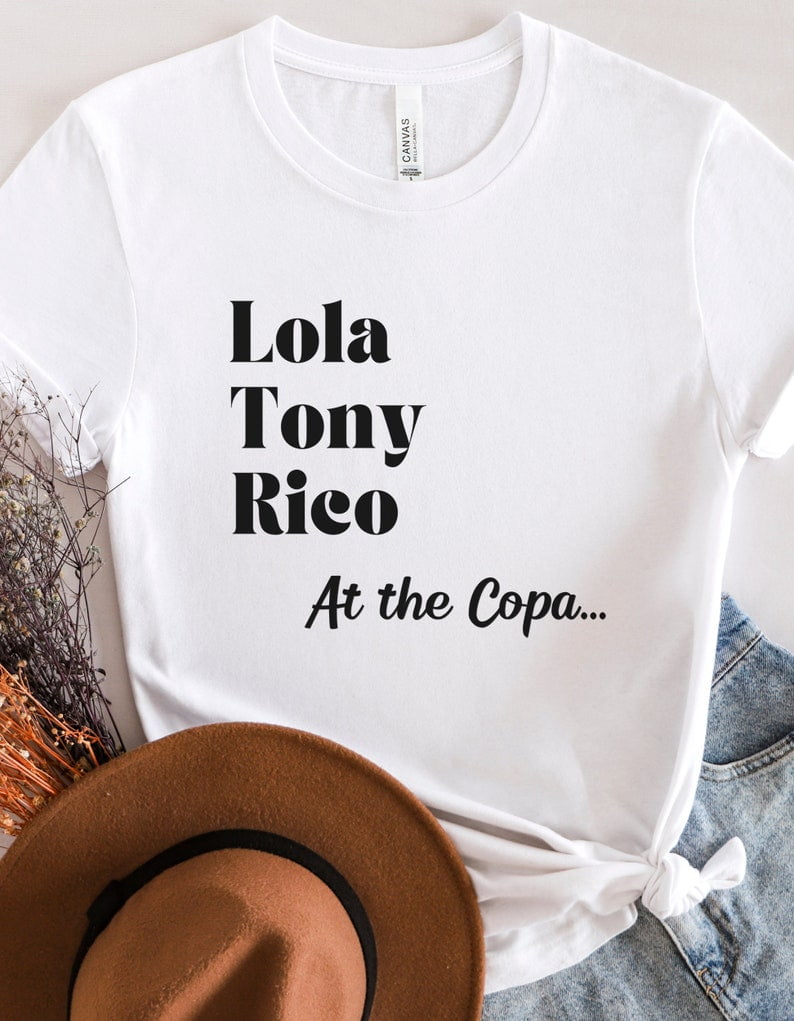 Copacabana shirt, Barry Manilow fan, Lola Tony Rico tee, Copa song lyrics, Retro music fashion ...
